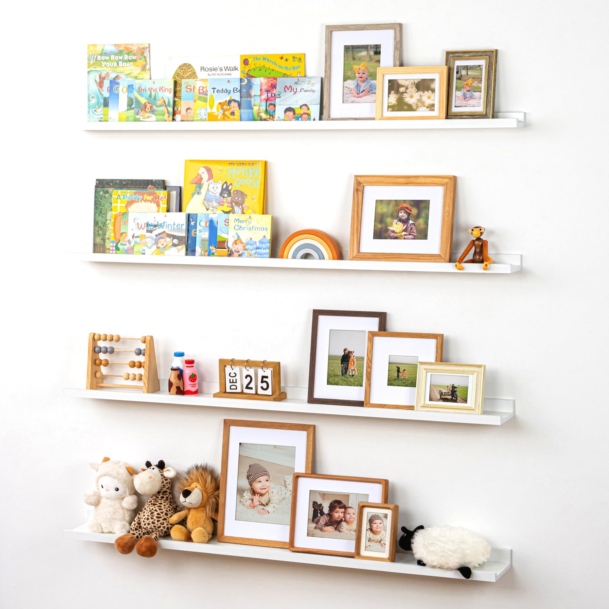 Amazon.com: Fun Memories Picture Ledge Shelves, White Floating Shelves ...