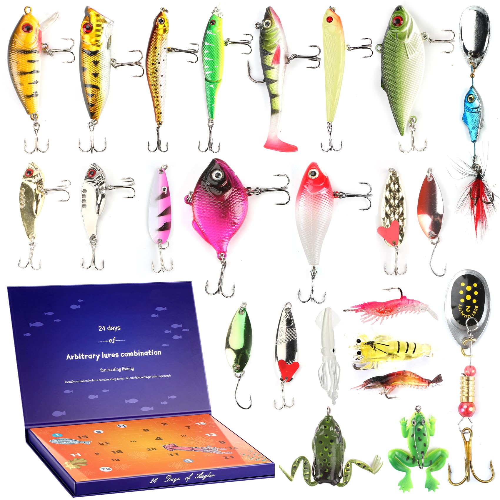 Amazon.com: Fishing Advent Calendar for 2024 Christmas, Fish Lures ...
