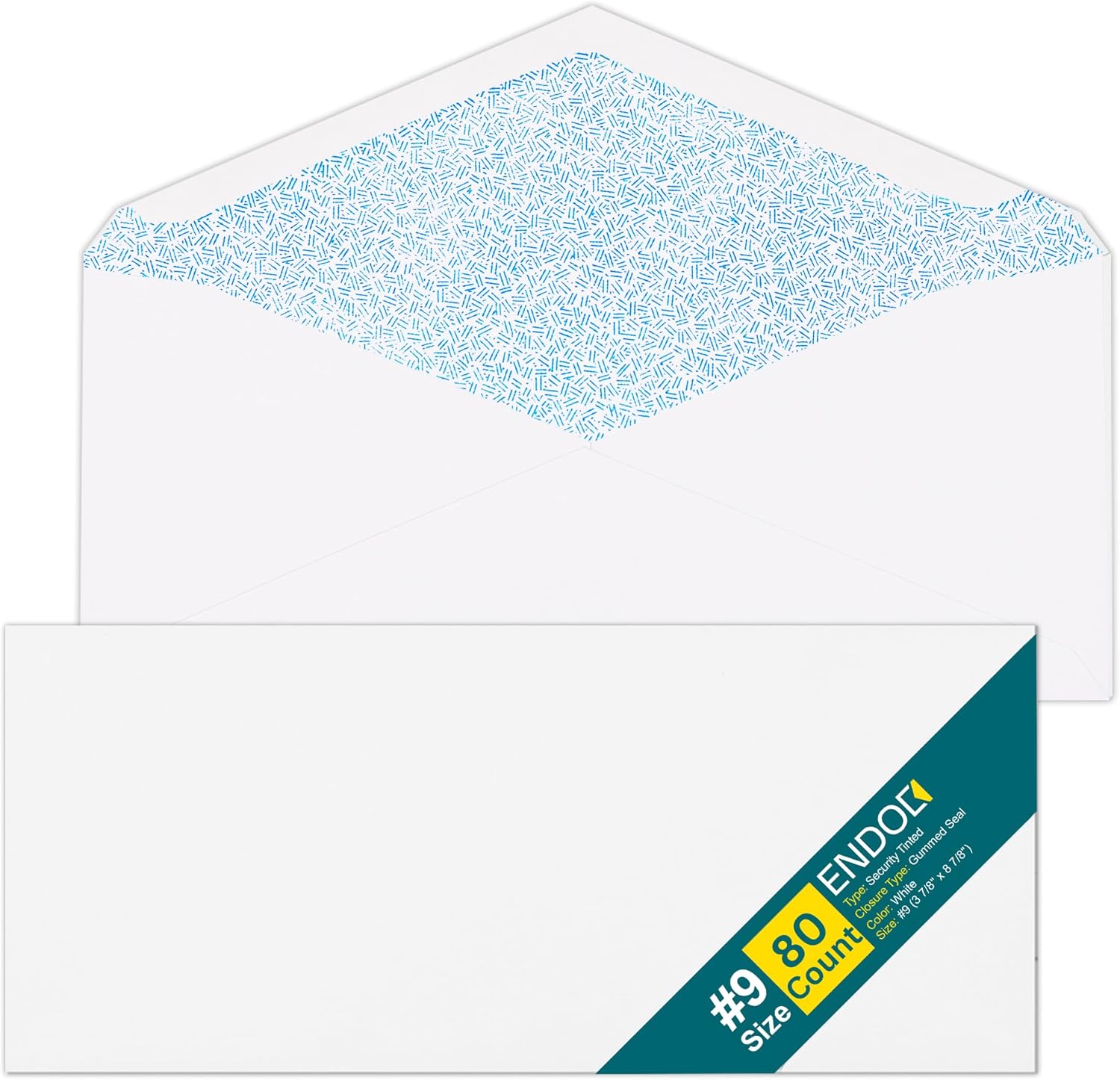 Amazon.com : #9 Envelopes Letter Size - 80 Pack - Security Tinted 3 7/8 ...