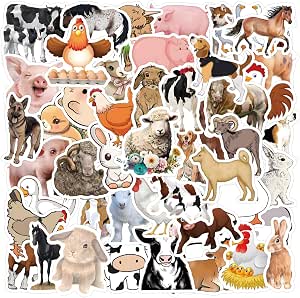 60 PCS Stickers for Farm Animals Water Bottle|Vinyl Waterproof Sticker ...