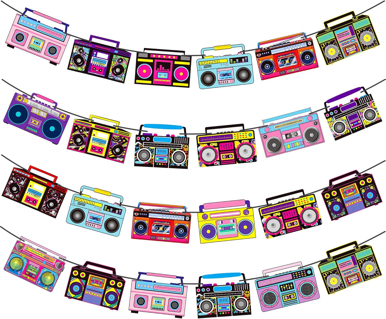 Amazon.com: Radio Boom Box Banners 4PCS Retro Radio Party Decorations ...