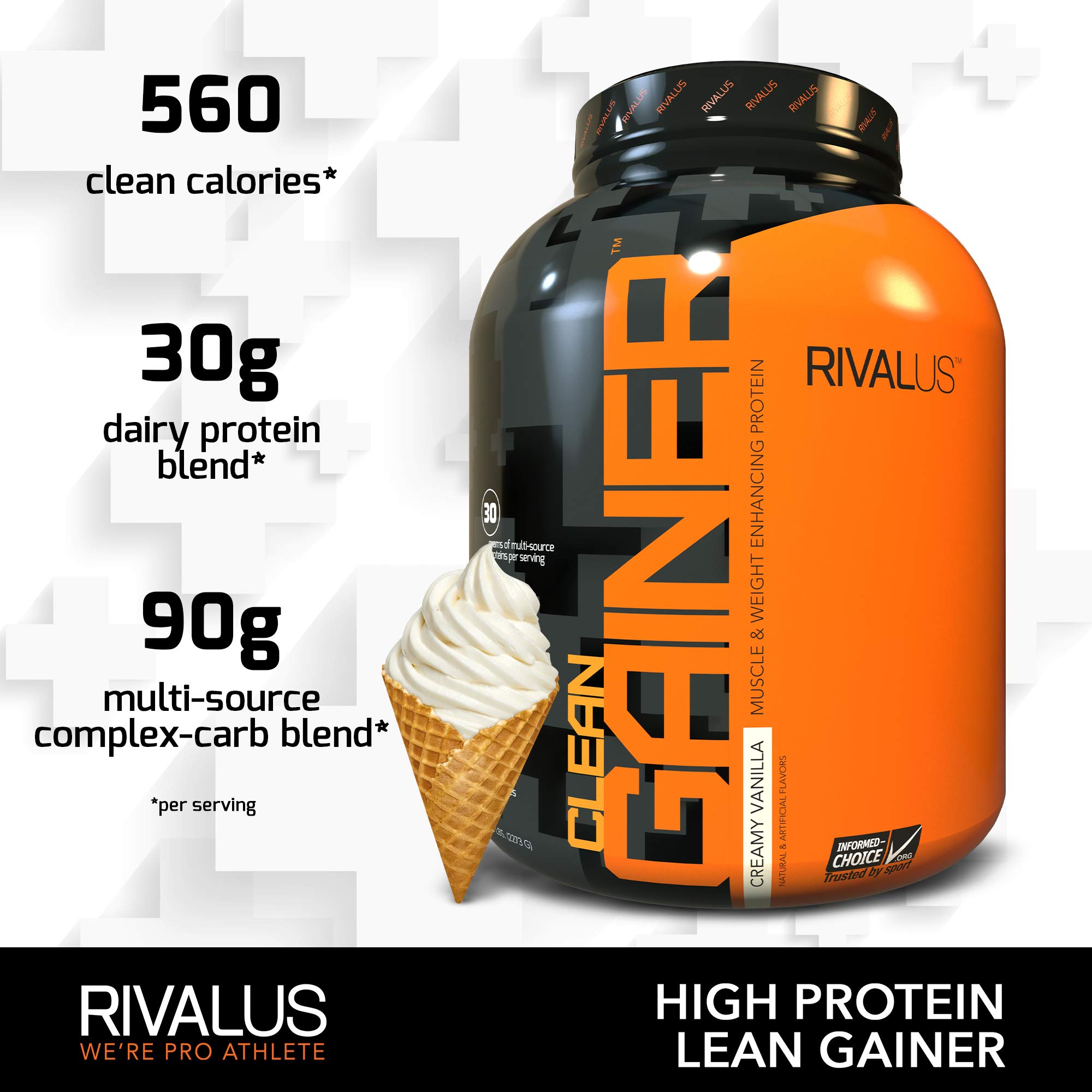 Rivalus Clean Gainer, vainilla suave de 5 libras, deli...B00IBHRPCA ...