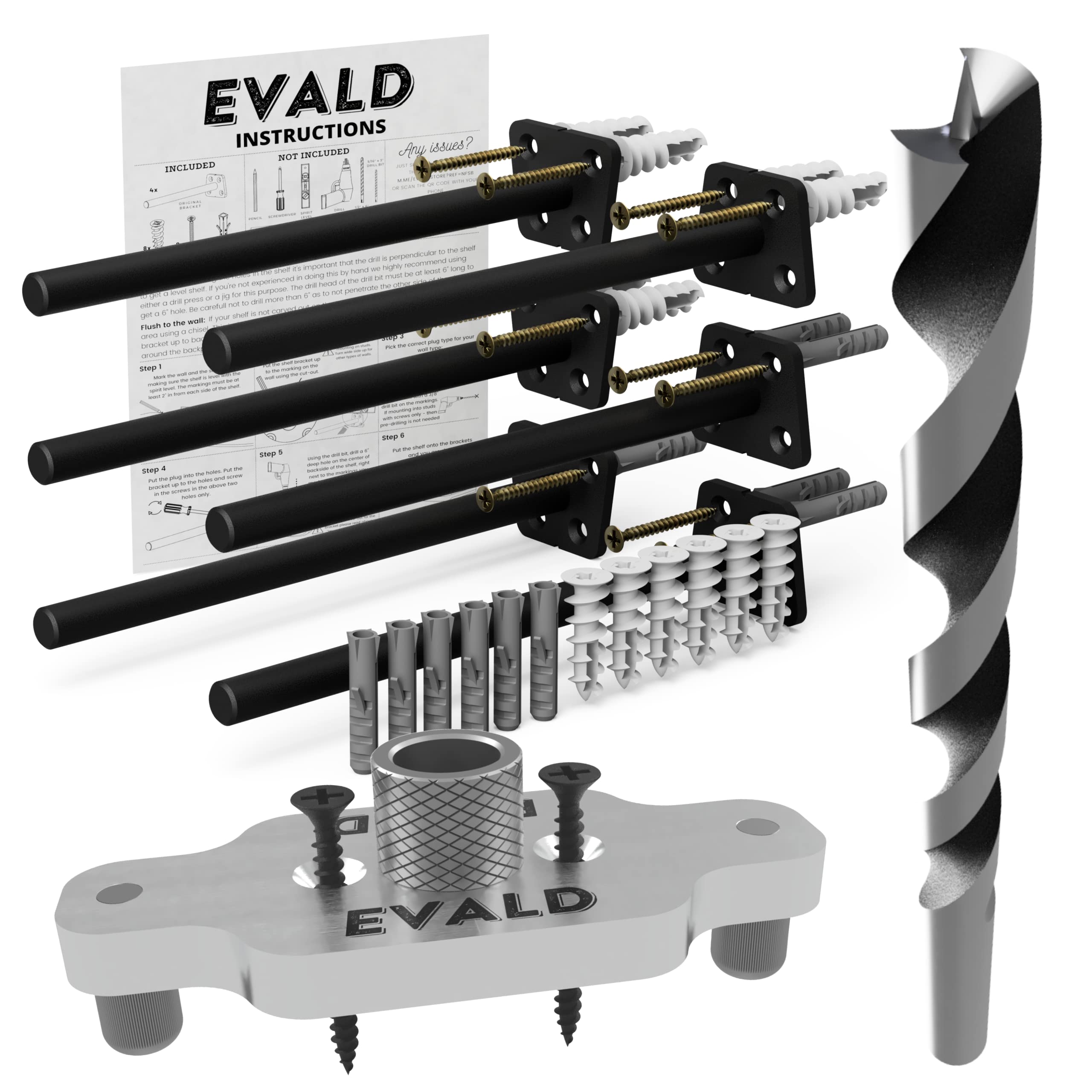 Amazon.com: EVALD Improved Floating Shelf Bracket with Jig and Drill ...