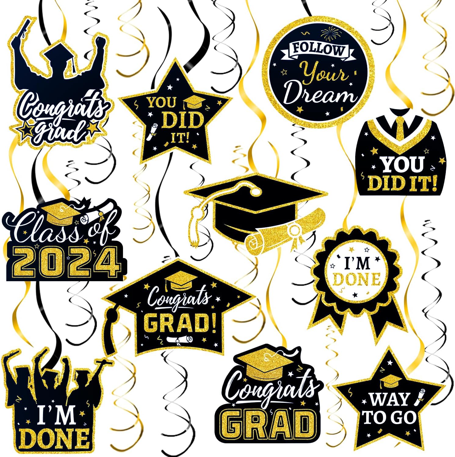 Amazon.com: 54 Pieces Graduation Decorations Class of 2024, Graduation ...