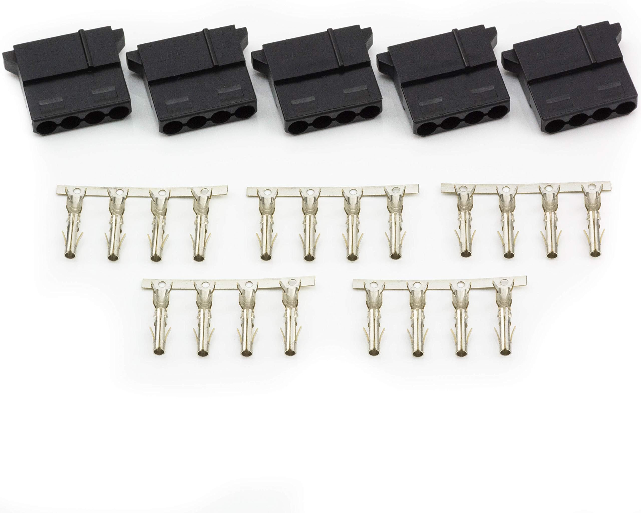 Amazon.com: CRJ Female 4-Pin Molex PC Power Connector Kit, Set of 5 ...