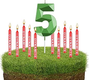 Amazon.com: Fumete 13 Pcs Dynamite Candles Pixel Themed 3D Design Green ...