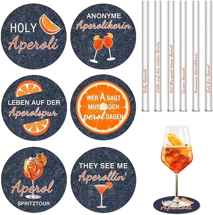 Aperol Spritz Gift Pack of 12 Including Aperol Straws Glass Aperol Felt ...