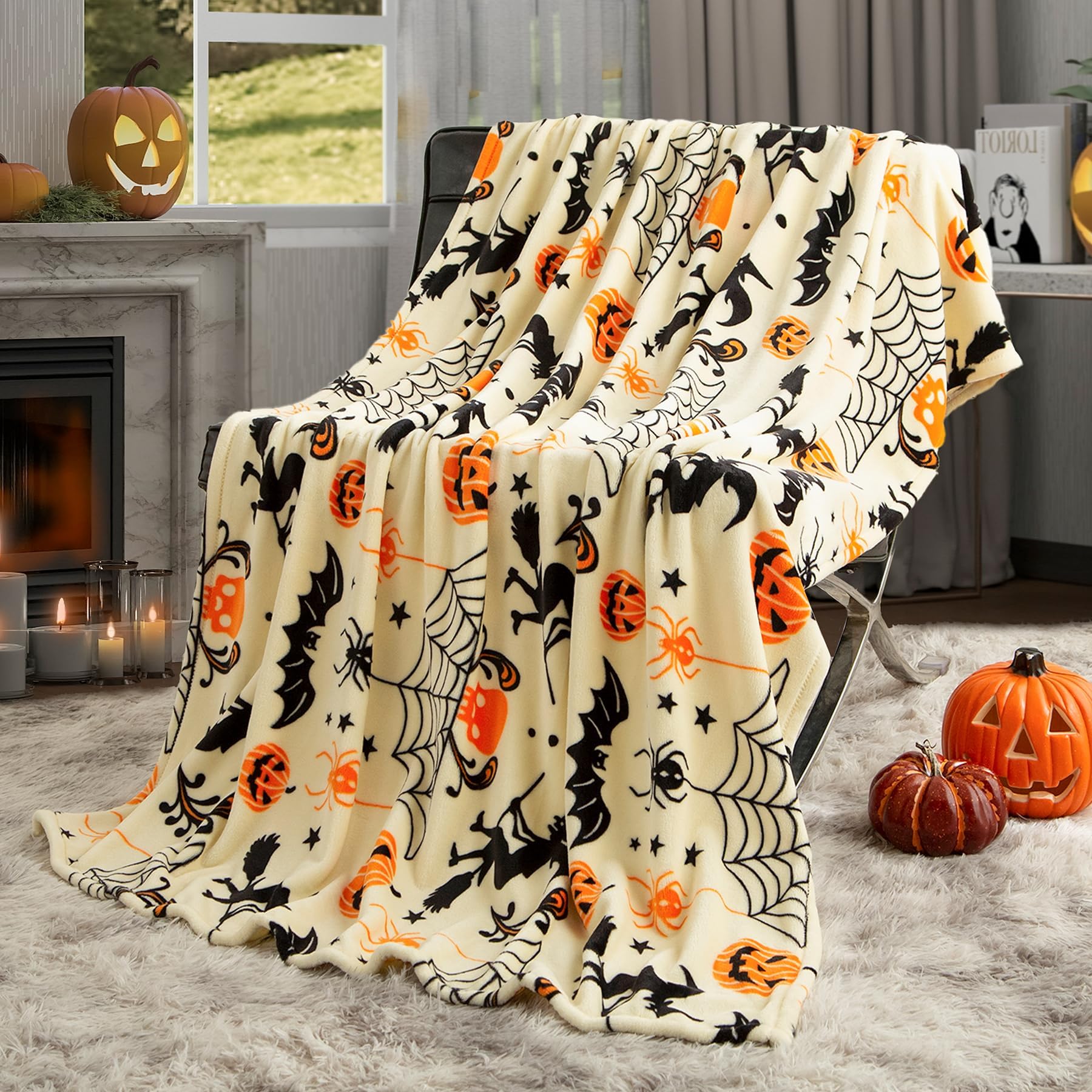 Amazon.com: Yiyhuxf Halloween Pumpkin Blanket, Fleece Throw Blanket for ...