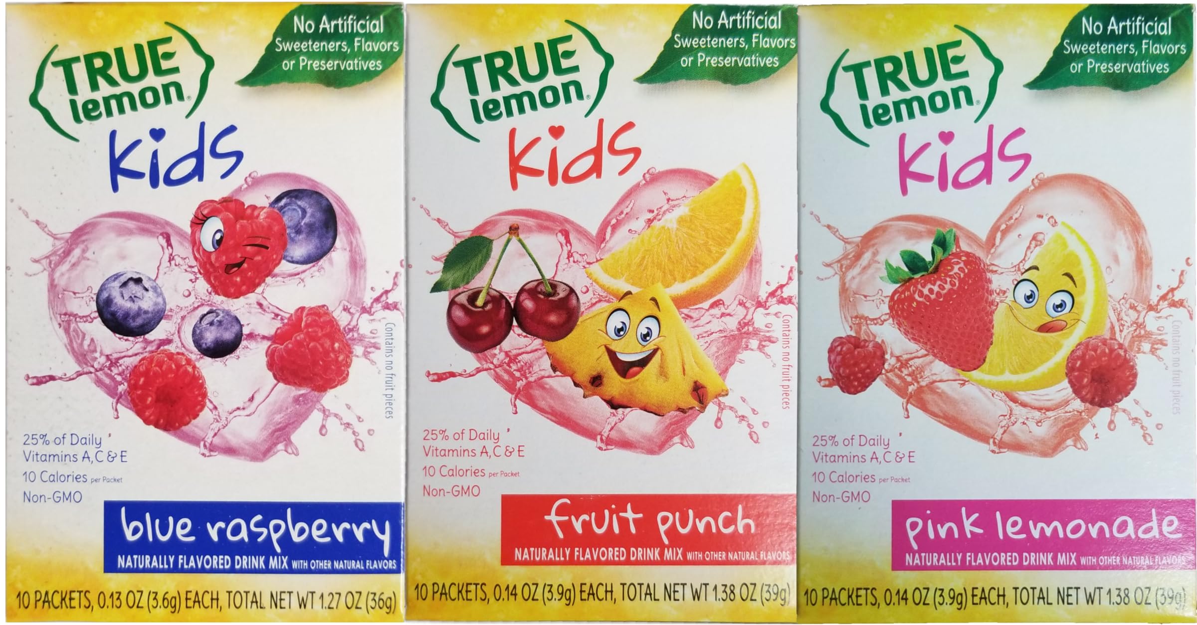 Amazon.com : True Lemon Kids Variety, 1 of each Blue Raspberry, Fruit ...