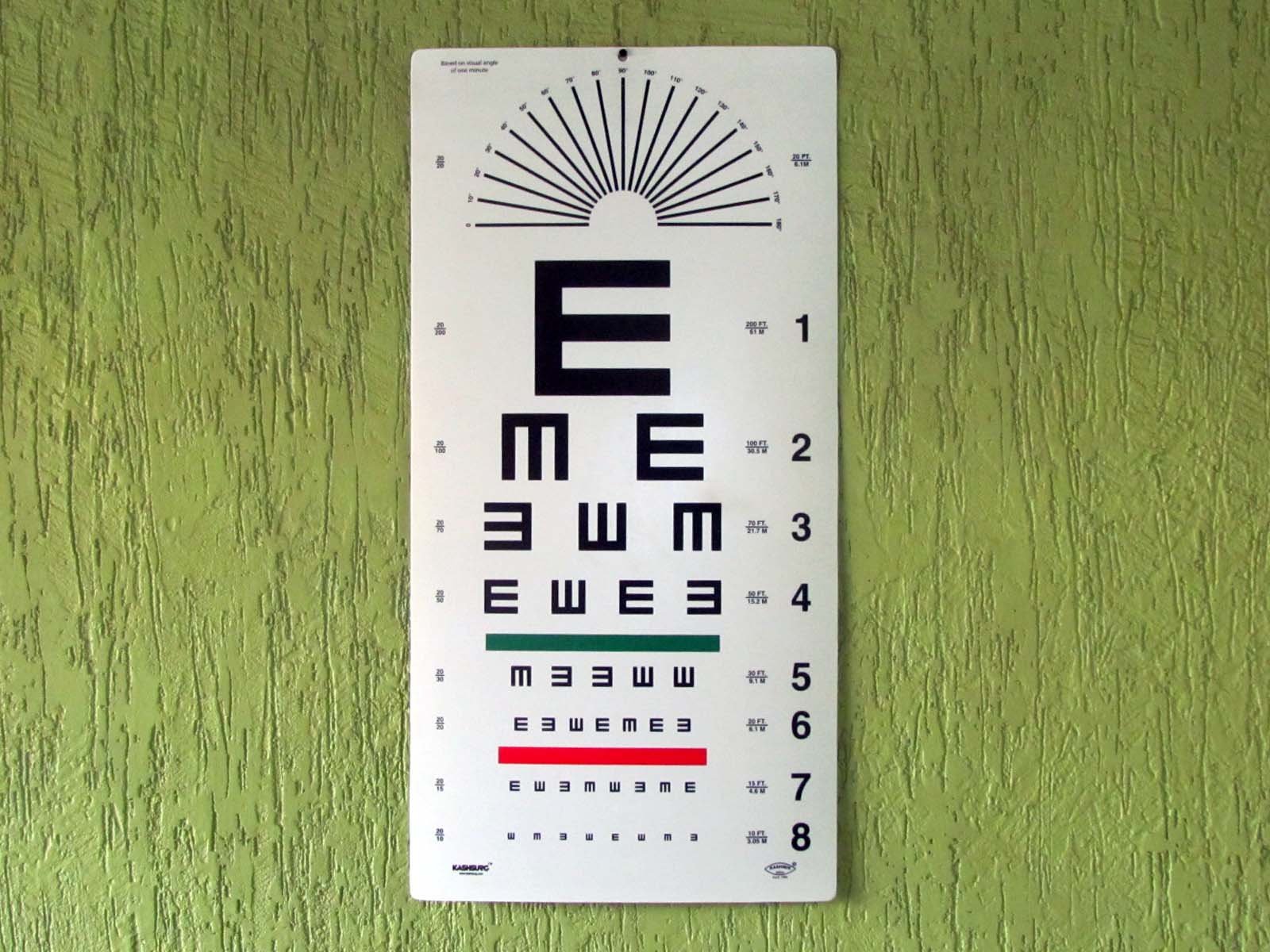 Snellen and Tumbling E Non-Reflective Matte Finish Wall Eye Chart Size ...