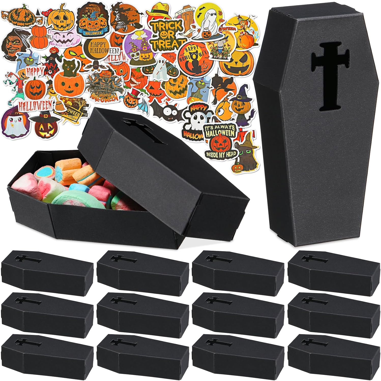 16 Pieces Halloween Coffin Treat Box with Lid Dominica | Ubuy