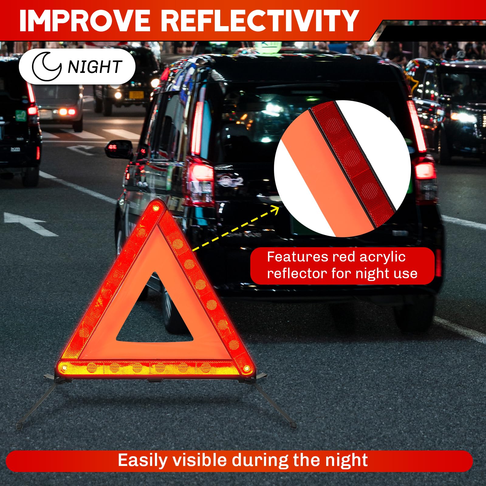 Snapklik.com : Weyleity Emergency Warning Triangles 3 Pack Road ...