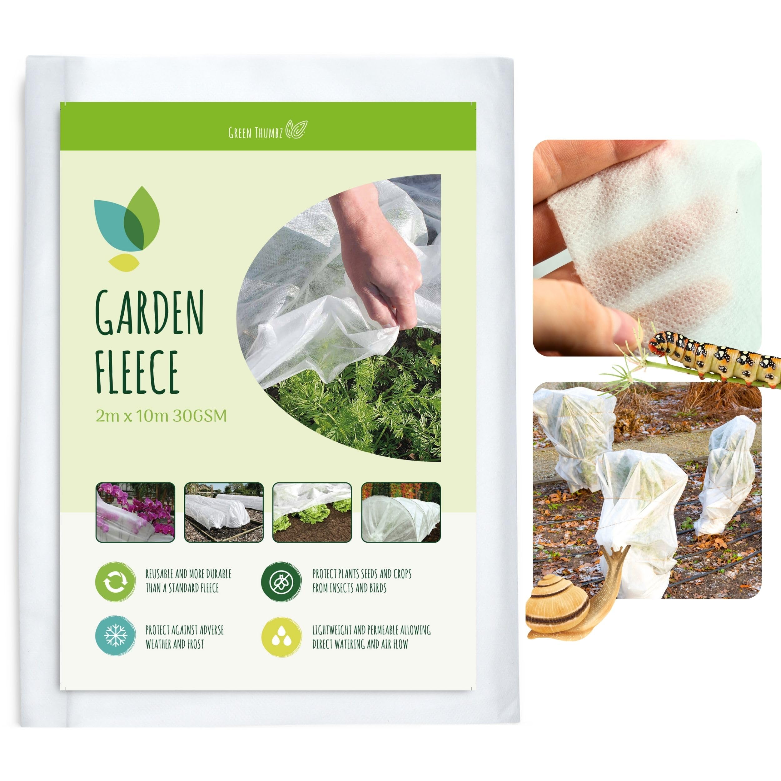 Green Thumbz Garden Fleece Frost Protection - 2m x 10m Plant Fleece ...