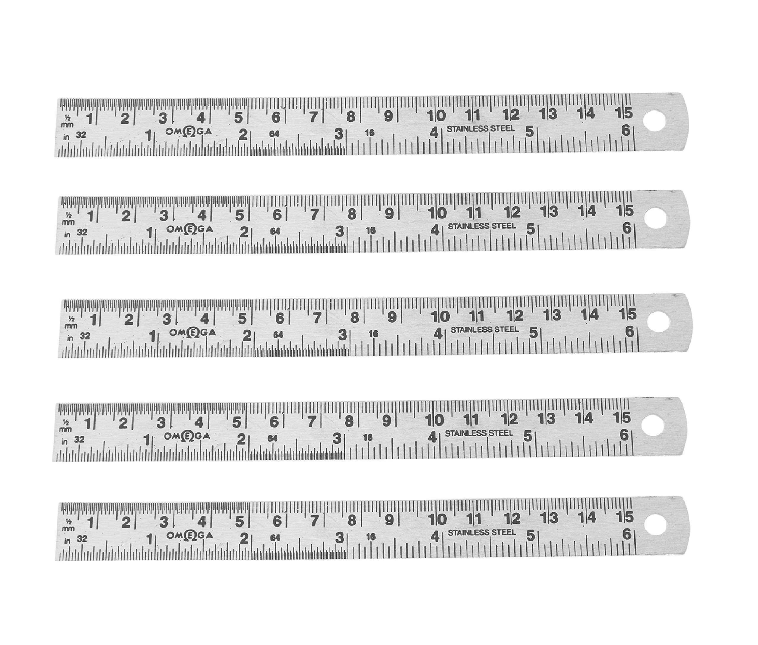 LOVELY® Omega 6 Inch-150 MM Stainless Steel Scale Ruler Pack of 5 ...