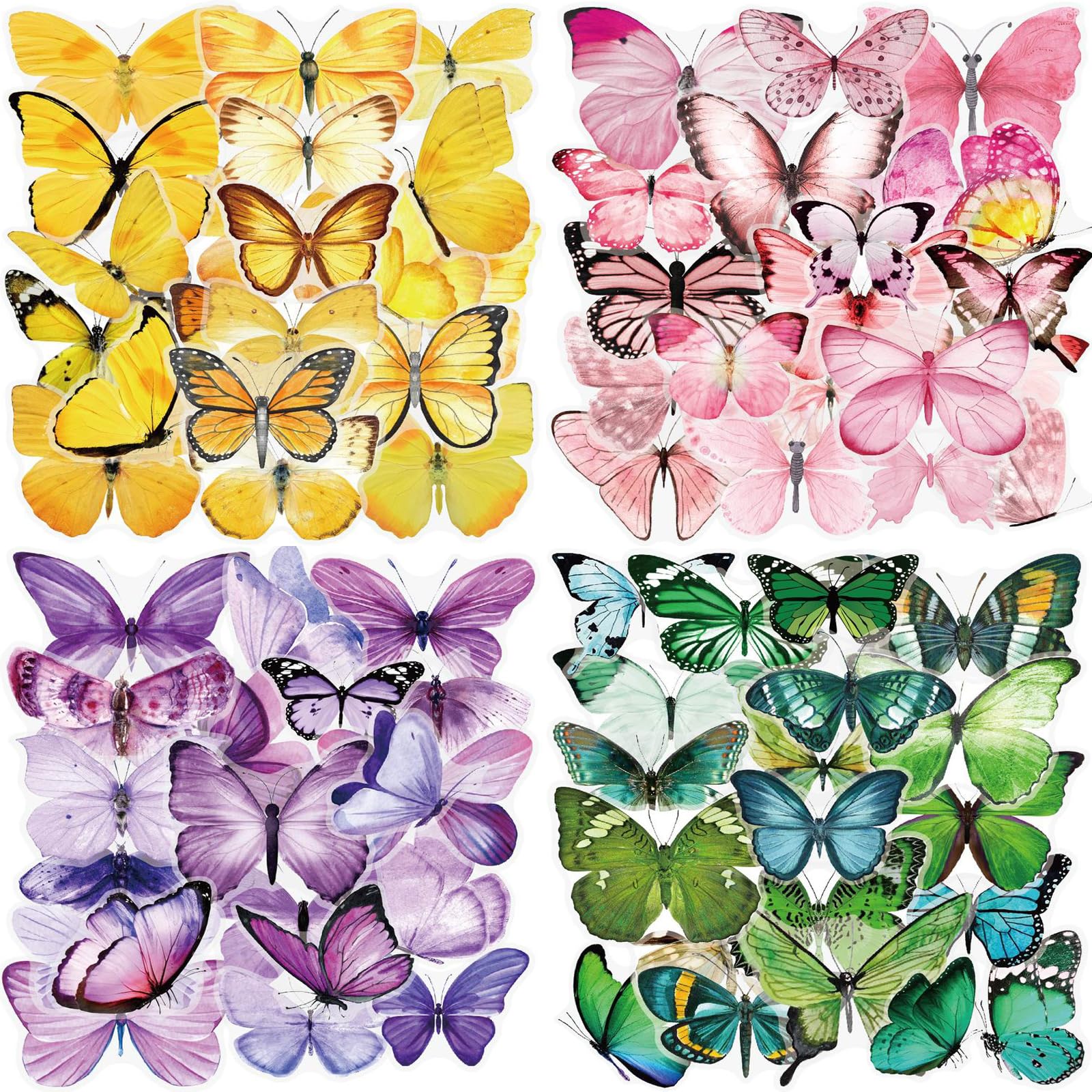 Amazon.com: 160 PCS Purple Butterfly Stickers, Transparent Colorful ...