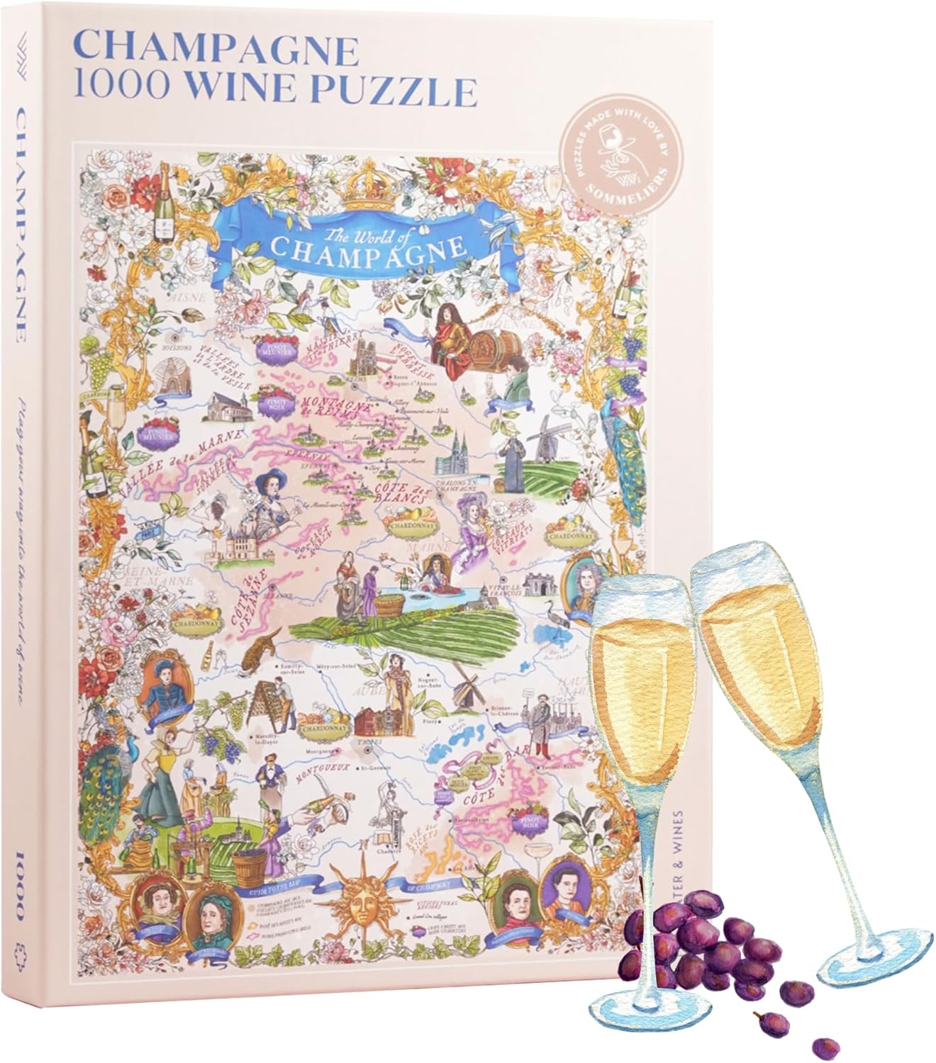 Amazon.com: Champagne Wine Puzzle - Exciting and Educational Hand-Drawn ...