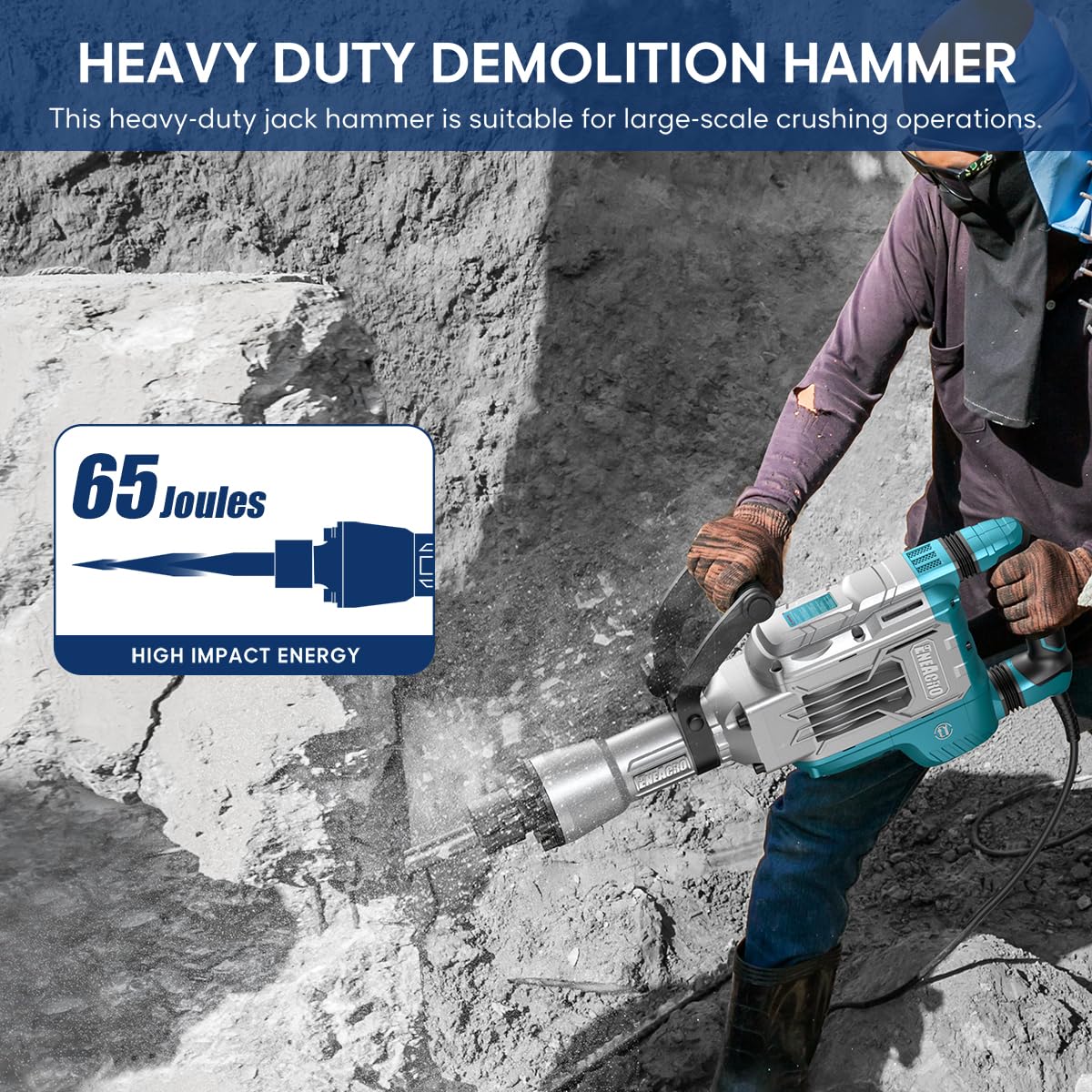 Snapklik.com : ENEACRO Demolition Jack Hammer 145Amp SDS-Hex Concrete Breaker, 65 Joules Heavy ...