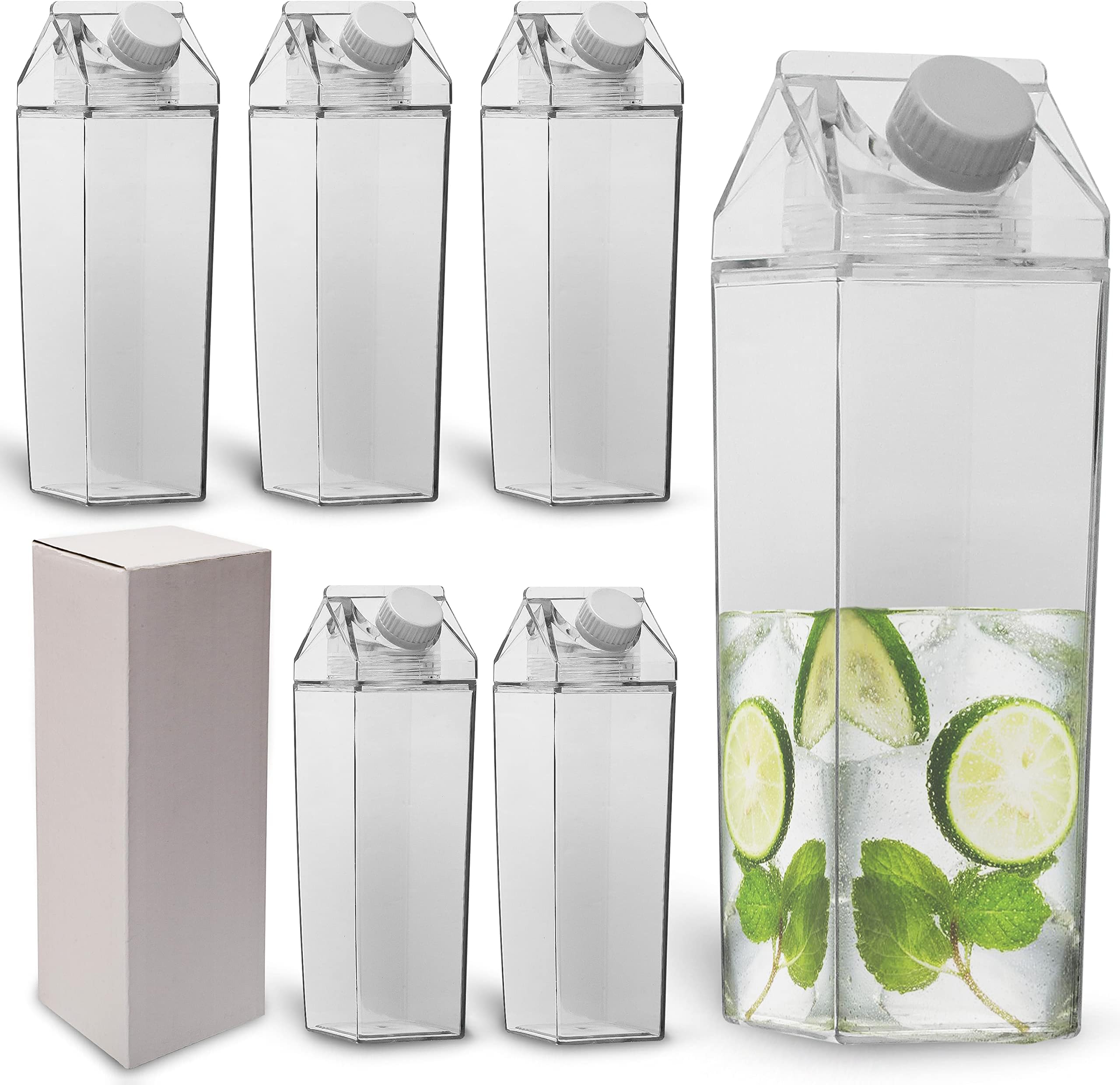 Amazon.com: PREMIUM SIP Milk Carton Water Bottles 6 Pack - 17OZ/500ml ...