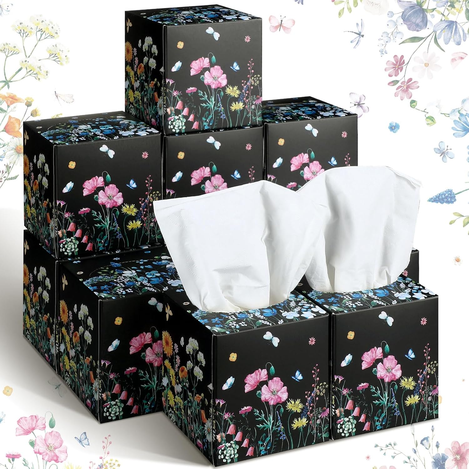 Amazon.com: Bencailor 12 Pack Spring Wildflowers Facial Tissues Cube ...