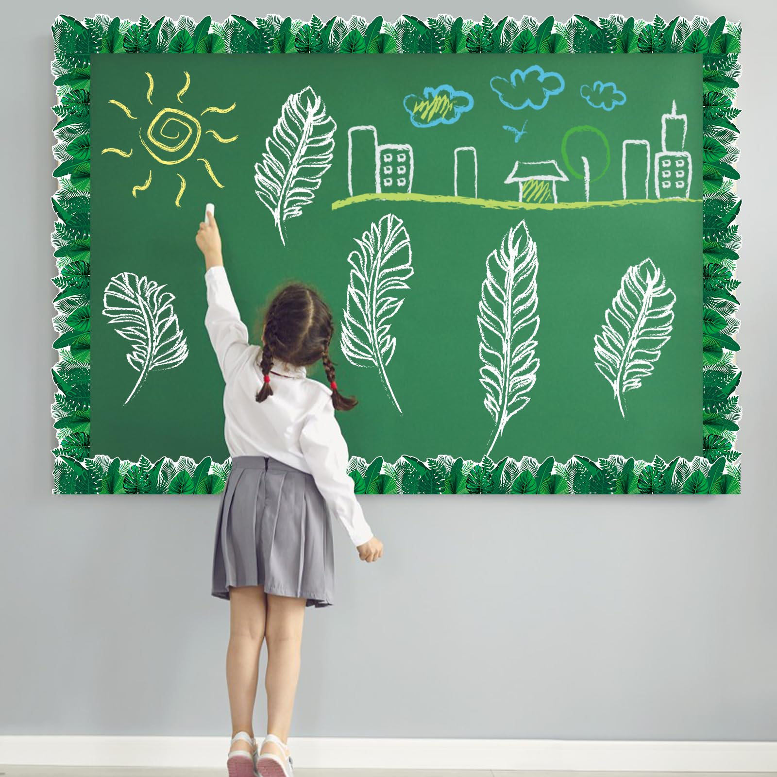 Snapklik.com : Tropical Leaves Bulletin Board Border, 65Ft Jungle ...