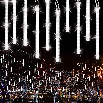 BrizLabs Falling Rain Lights Outdoor, 30cm 10 Tubes 240 LED Meteor ...