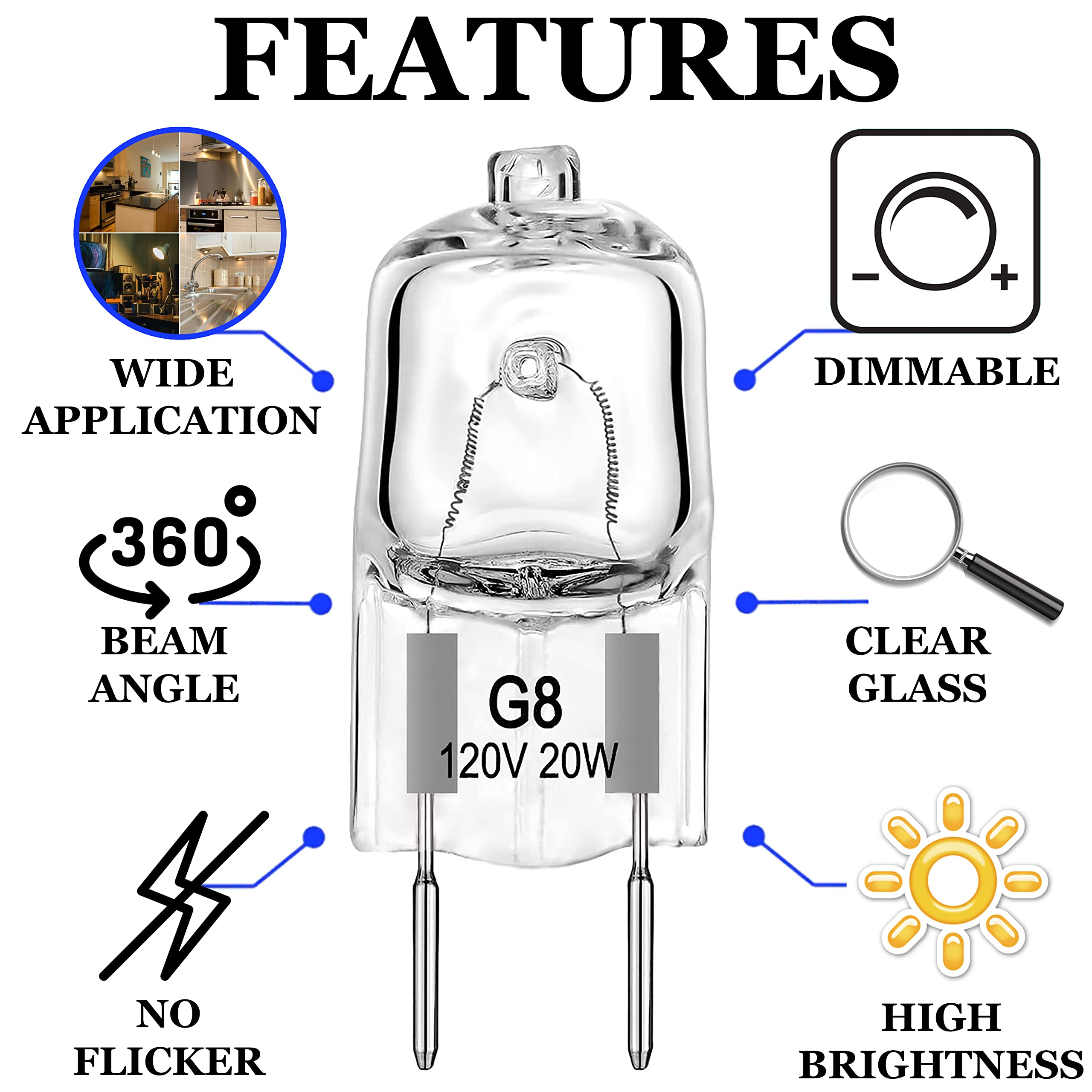Snapklik.com : Diximus G8 Halogen Light Bulbs 2 Pin - G8 Base 20 Watt ...