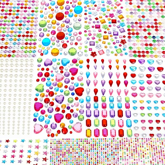 JOLCEEY 3034pcs Gem Stickers, Rhinestone Self Adhesive Gems, Stick on ...