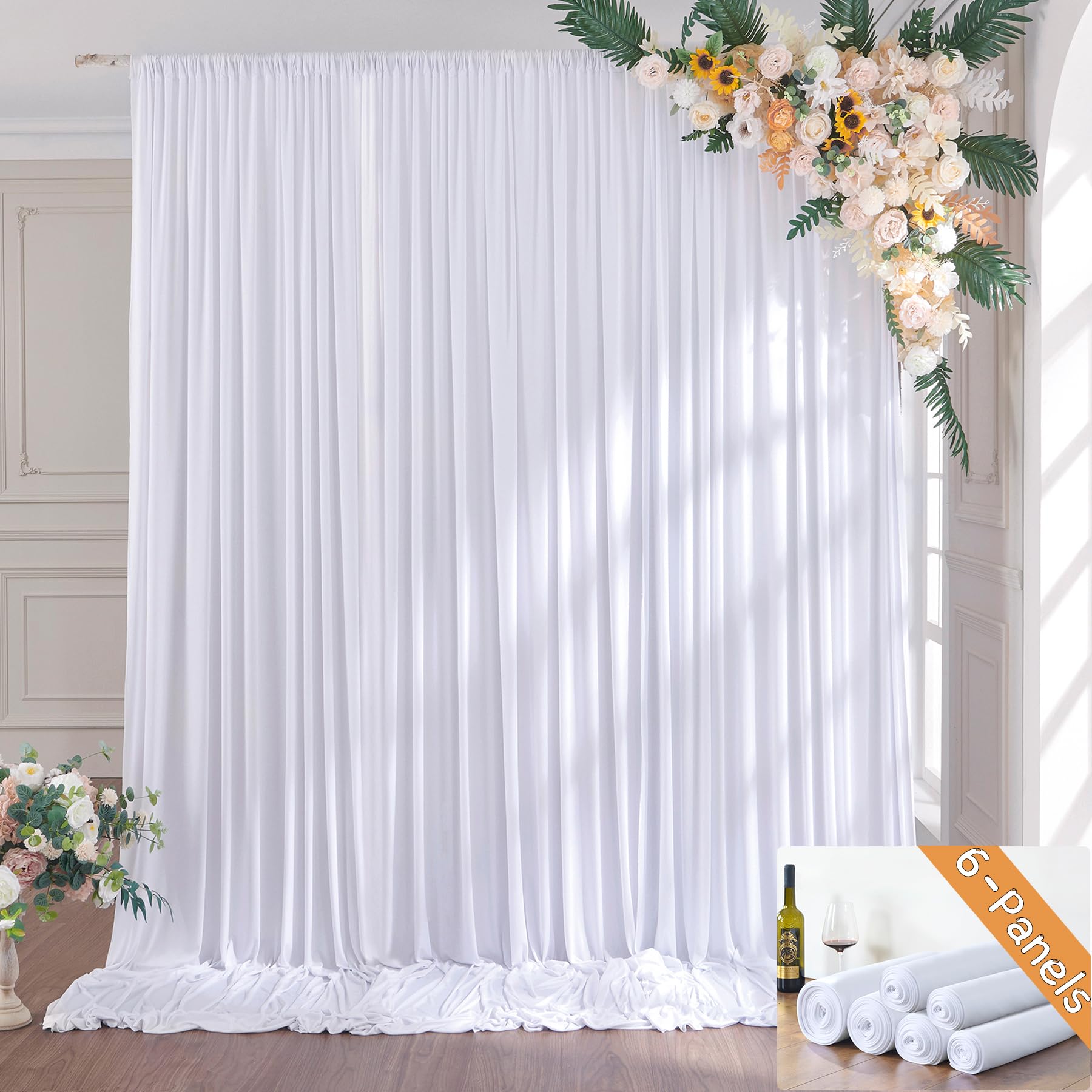 Amazon.com : 30×14 ft White Wrinkle Free Backdrop Curtain, Soft Silky ...