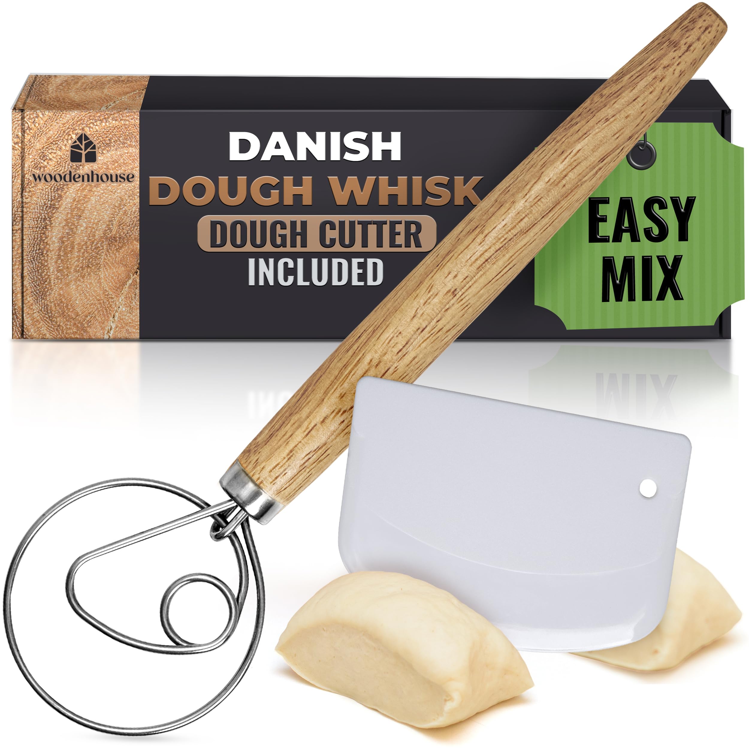 Amazon.com: Danish Dough Whisk, Bread Whisk 13" with Dough Cutter ...