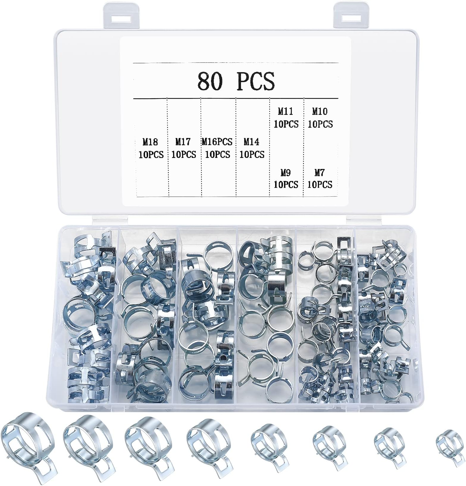 80 Pcs Spring Hose Clamps, Spring Band Type Hose Pipe Clamps, Fuel Line ...