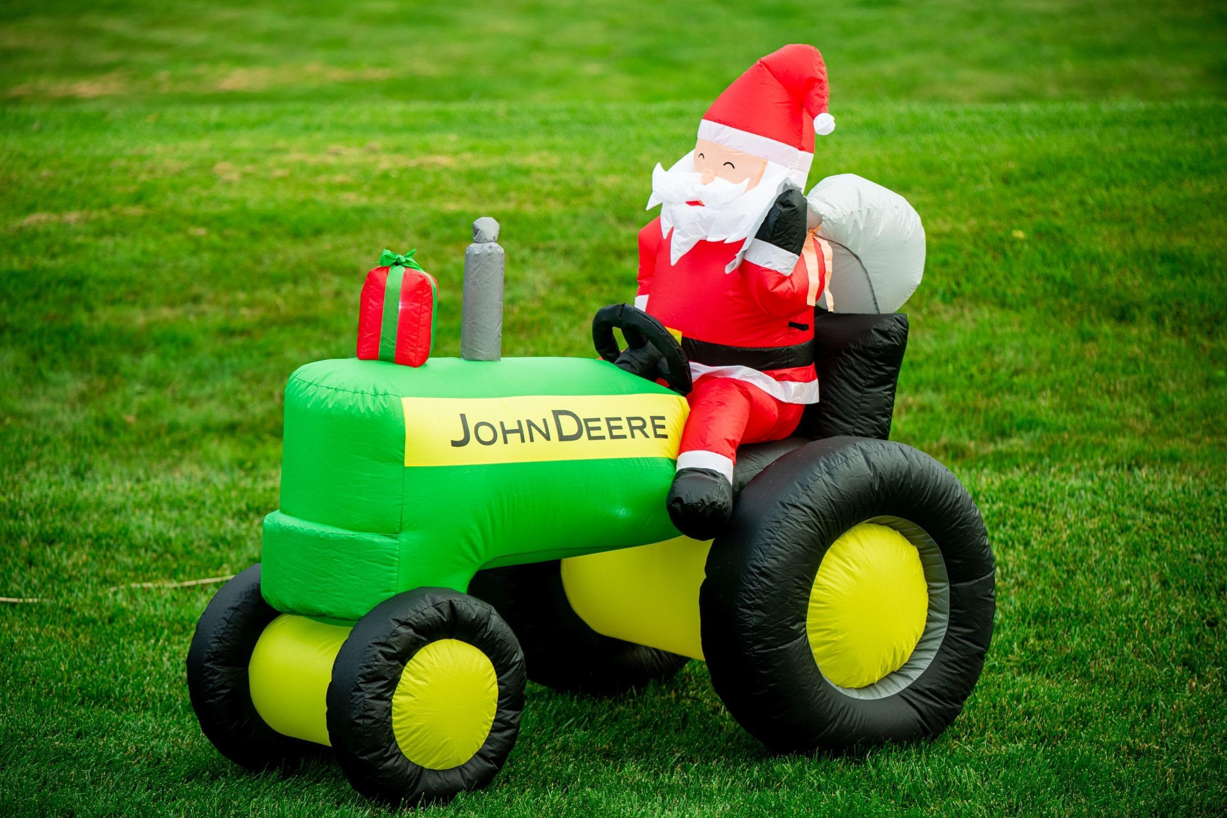 Amazon.com: John Deere Tractor Inflatable with Santa | Licensed Product ...