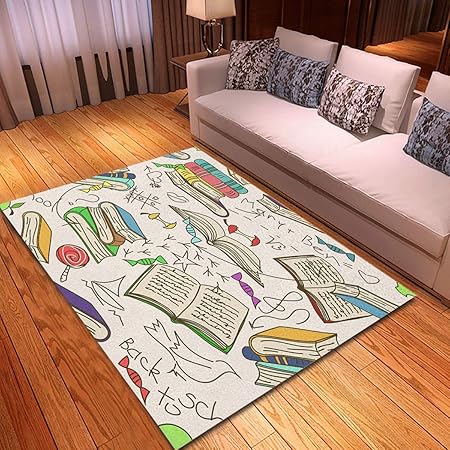 Amazon.com: rouihot Non-Slip Area Rug 2'x 3' Library Comic Doodle of ...