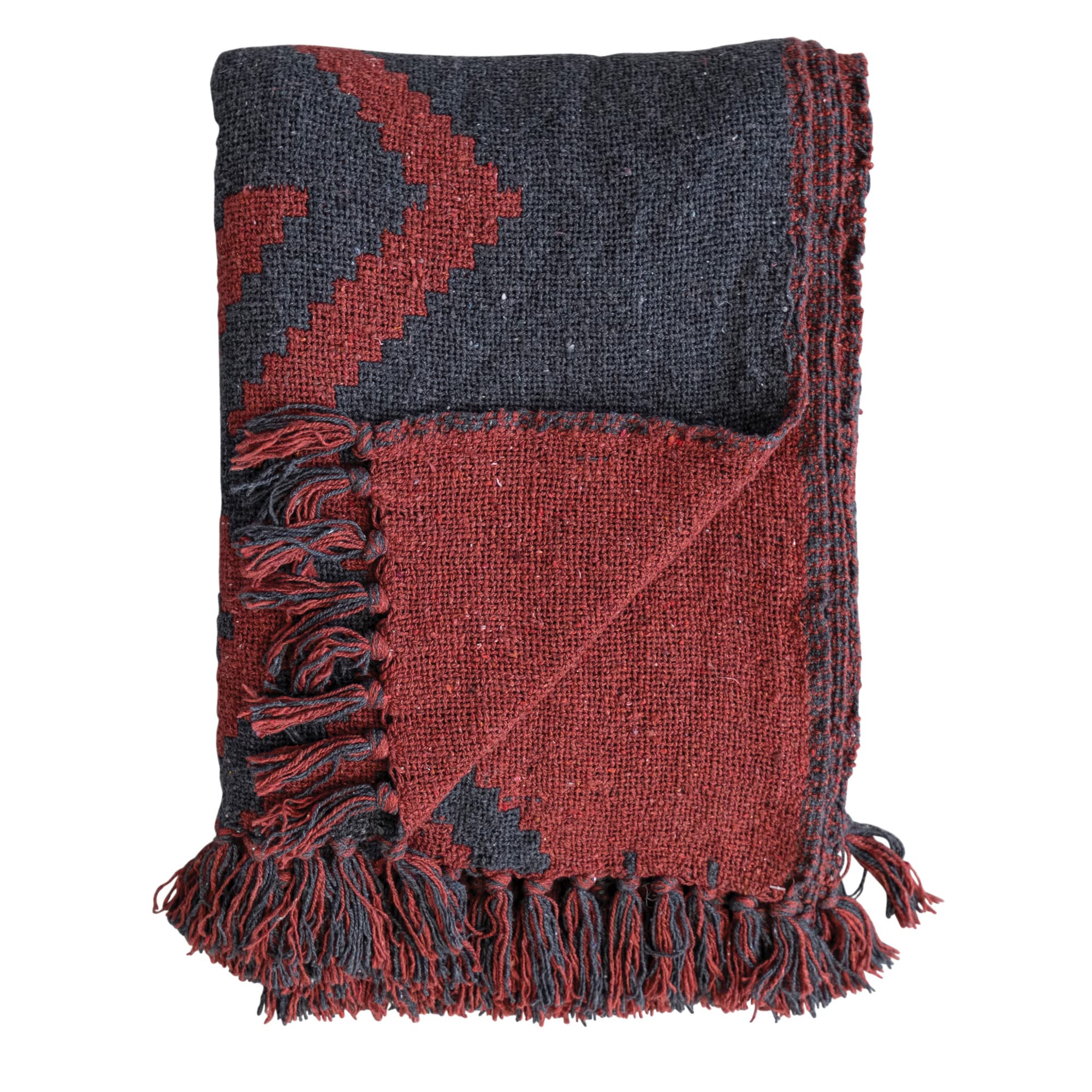Amazon.com: Creative Co-Op Recycled Cotton Blend Throw Blanket with ...
