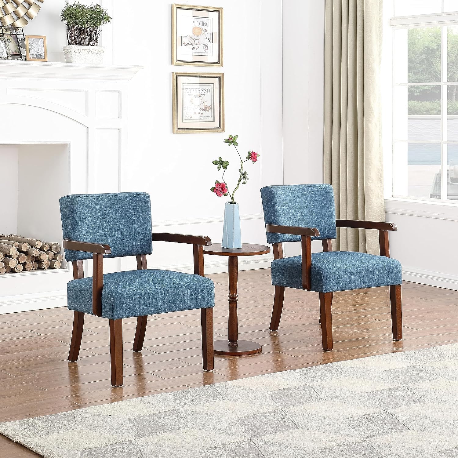 Amazon.com: Set of 2 Fabric Reception Guest Chairs with Round Table ...
