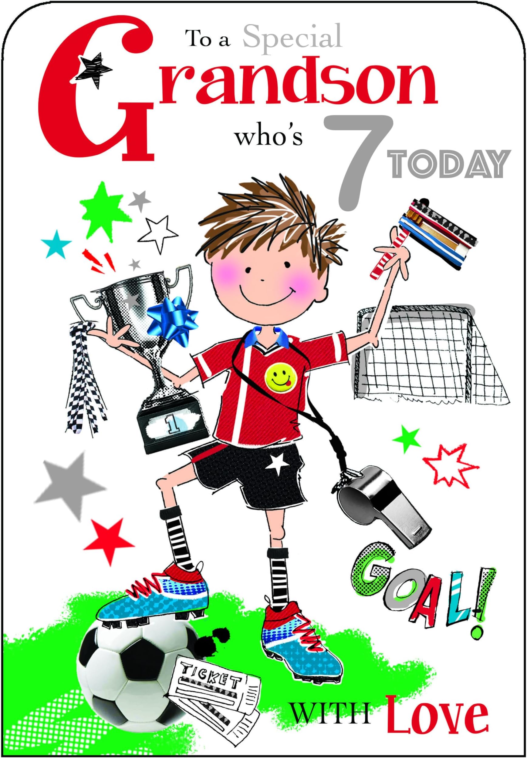 Jonny Javelin Special Grandson 7th Birthday Card - Age 7 - Boy with ...
