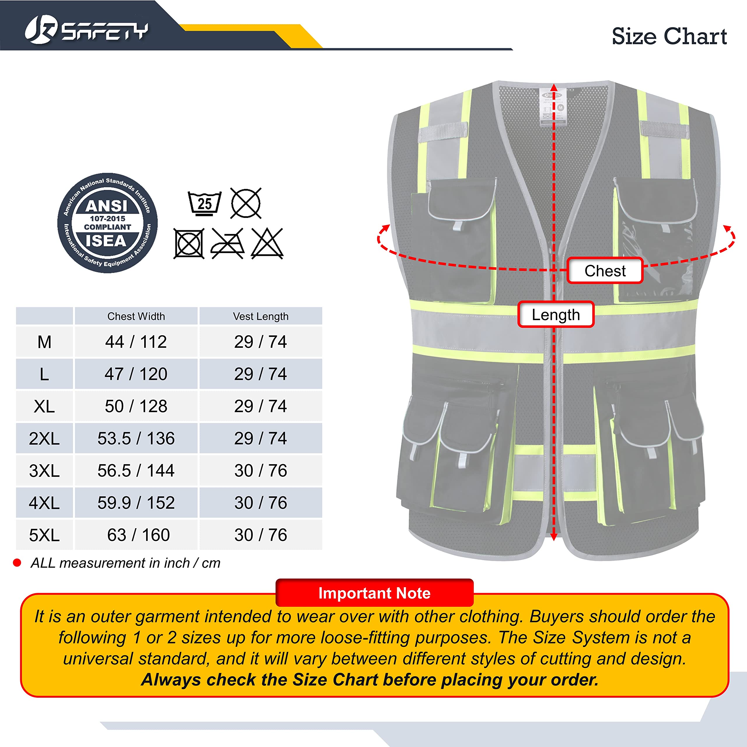 Snapklik.com : JKSafety 10 Pockets Hi-Vis Neon Color Frontal Zipper ...