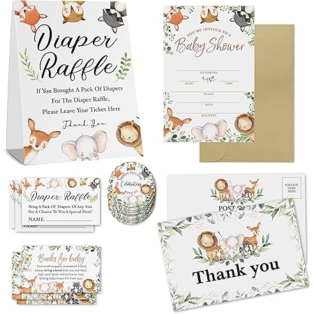 Amazon.com: skuhyyg 25 Woodland Baby Shower Invitations with Envelopes ...
