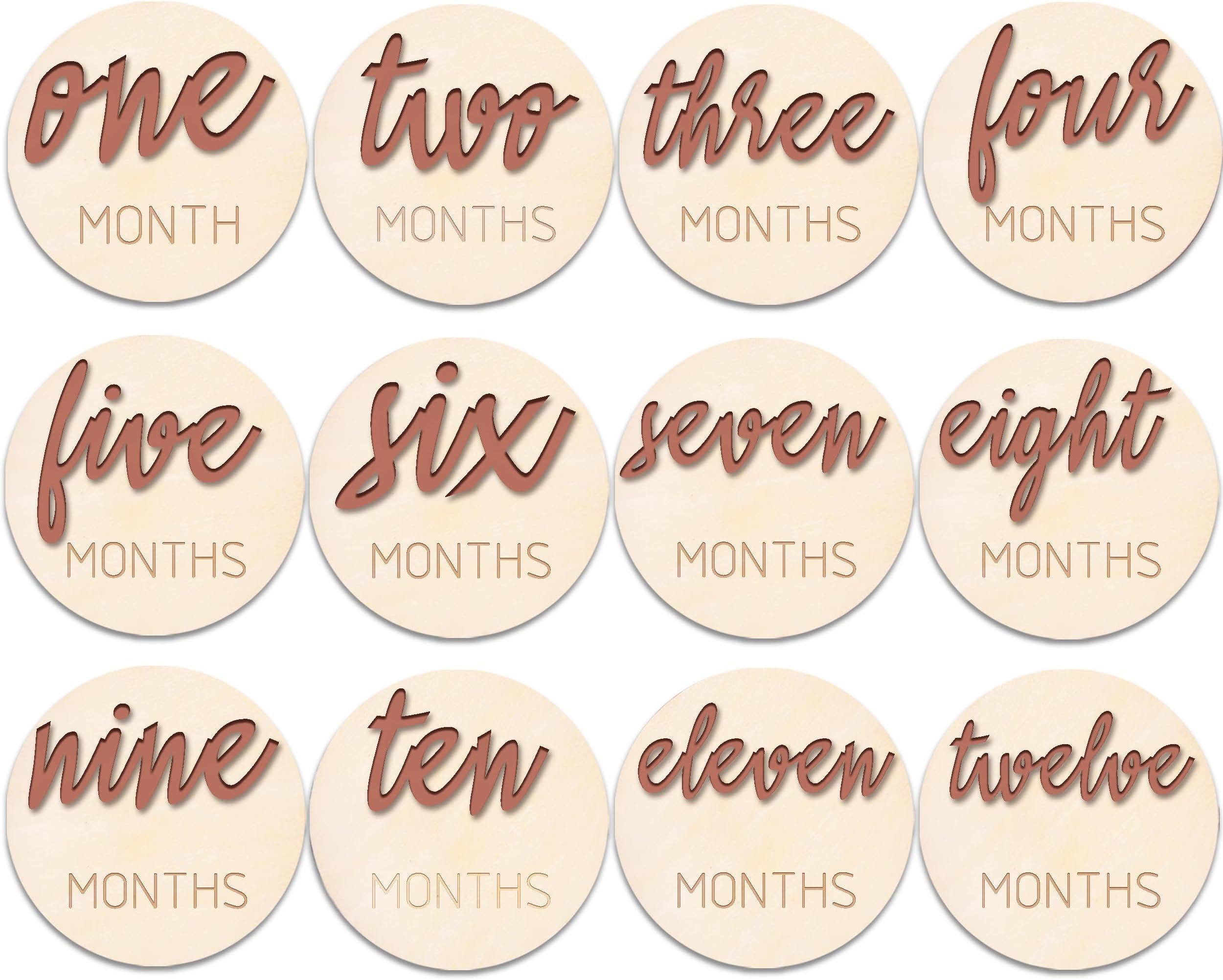 Amazon.com : Burbell 3D Baby Monthly Milestone Cards Sign 7 Pack Double ...