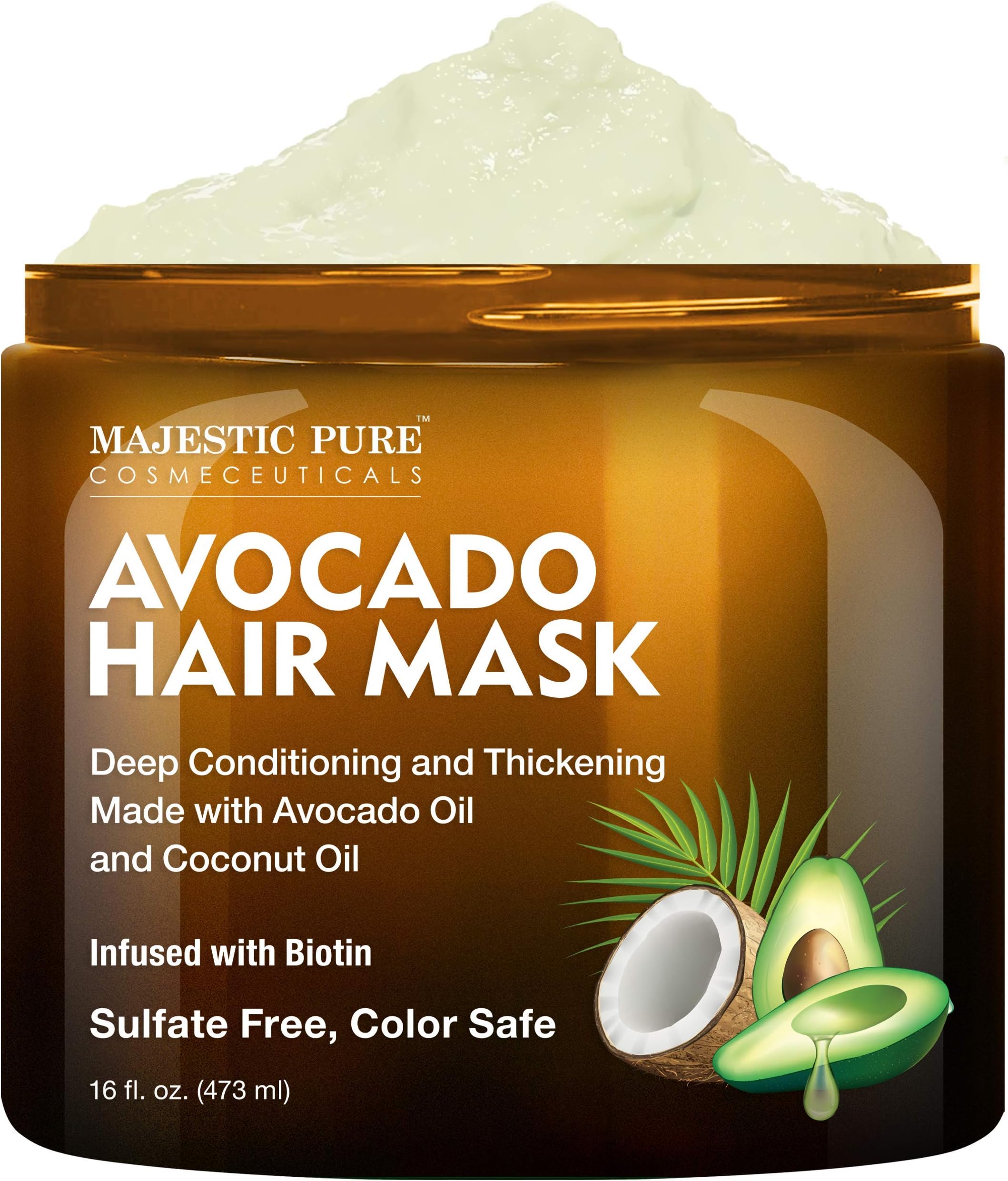 Amazon.com: MAJESTIC PURE Avocado and Coconut Hair Mask for Dry Damaged ...