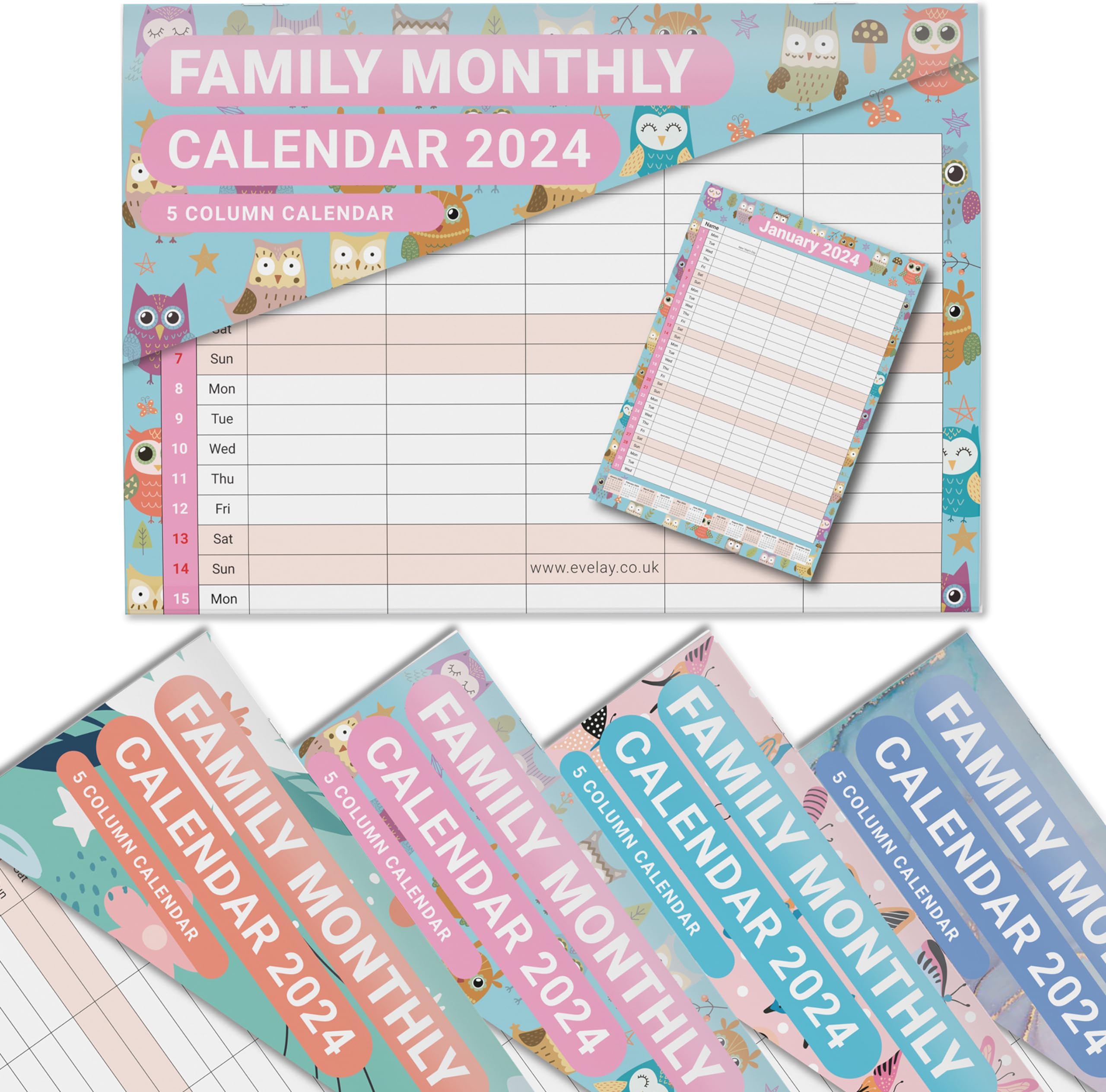 2024 Wall Calendar 5 Columns A3 Monthly Planner Staff Rota Family ...