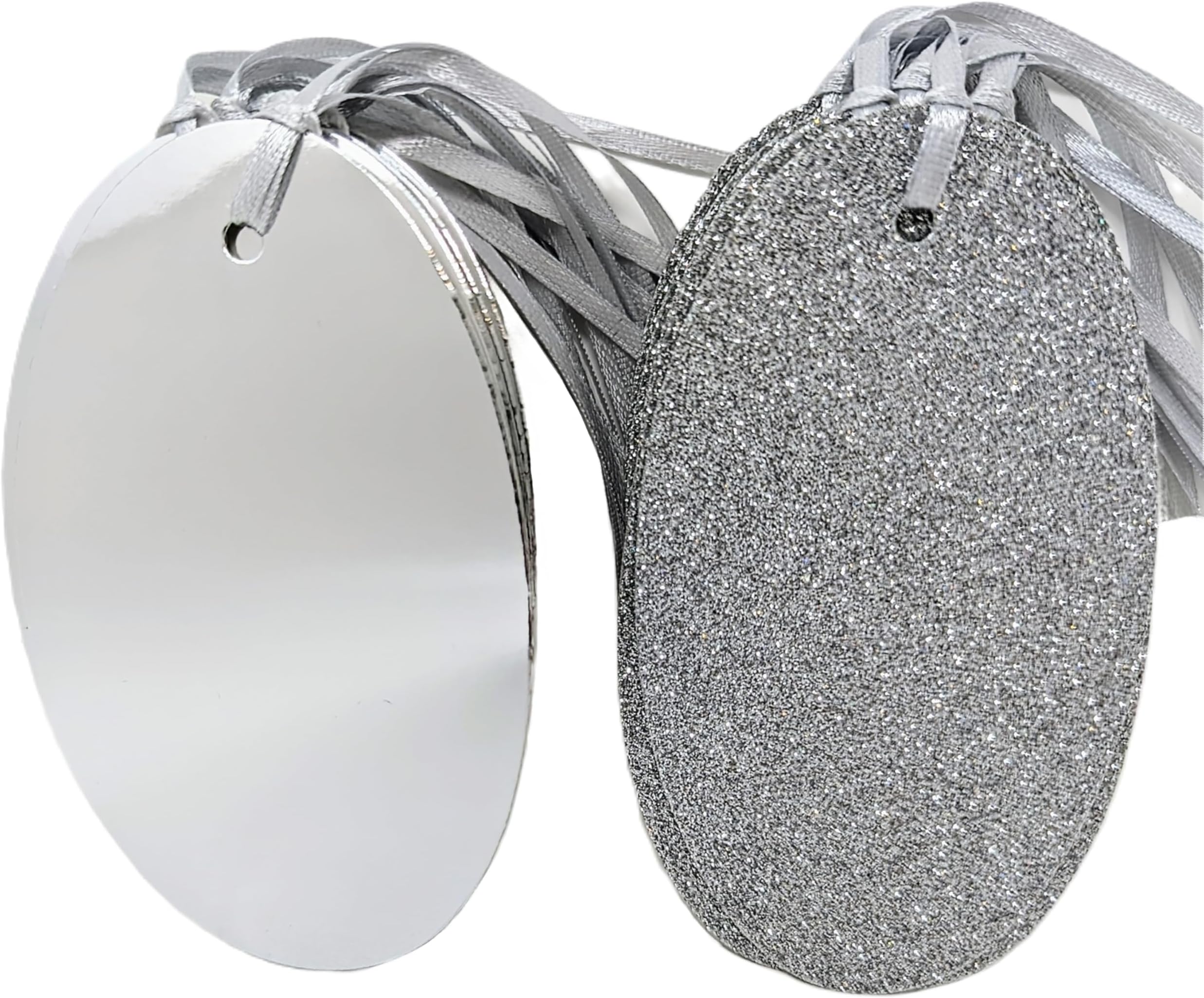 Oval Tags, Glitter and Foil Design (Silver) : Amazon.co.uk: Stationery ...