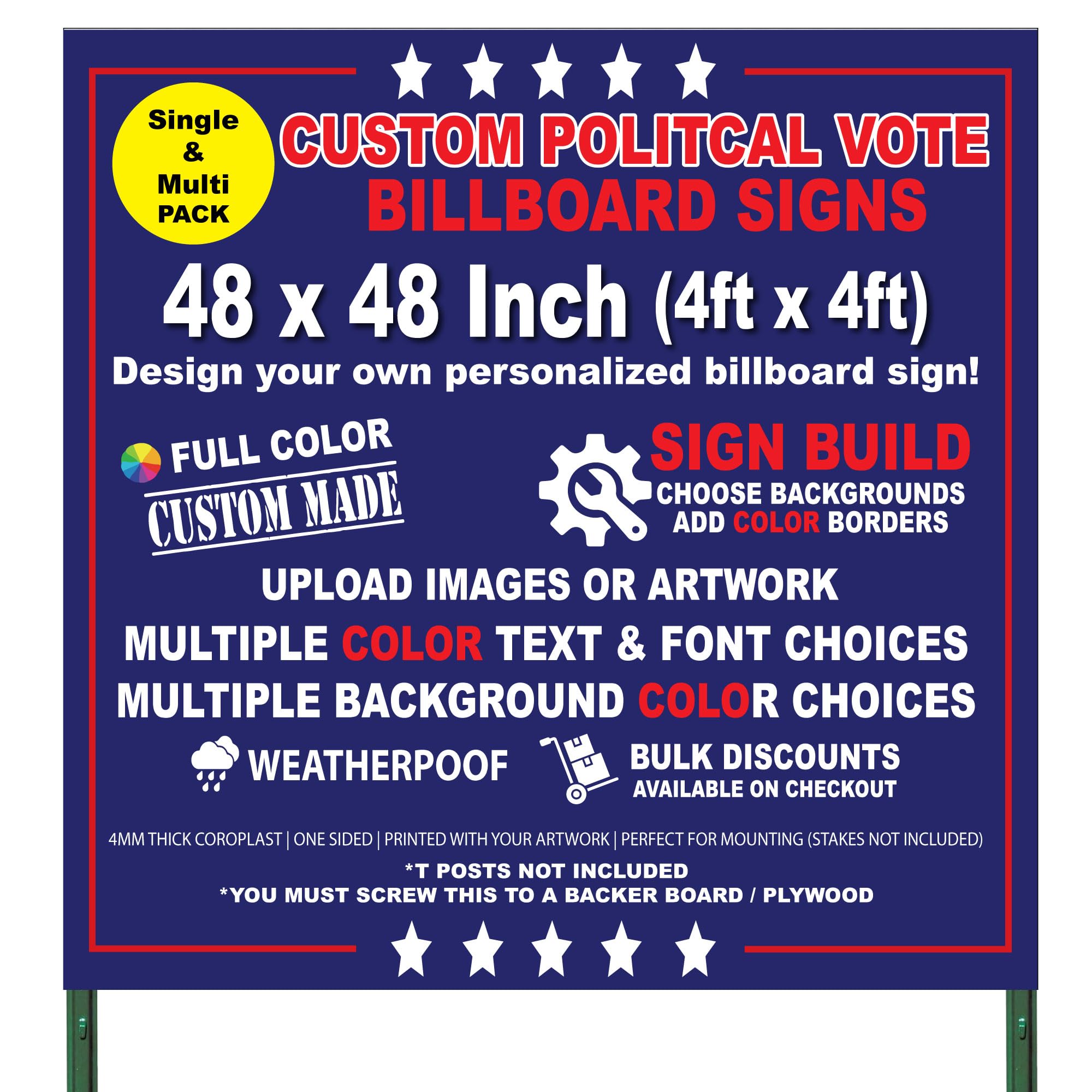 Amazon.com: Custom Political Billboard Sign, Extra Large Yard Sign, 48 ...