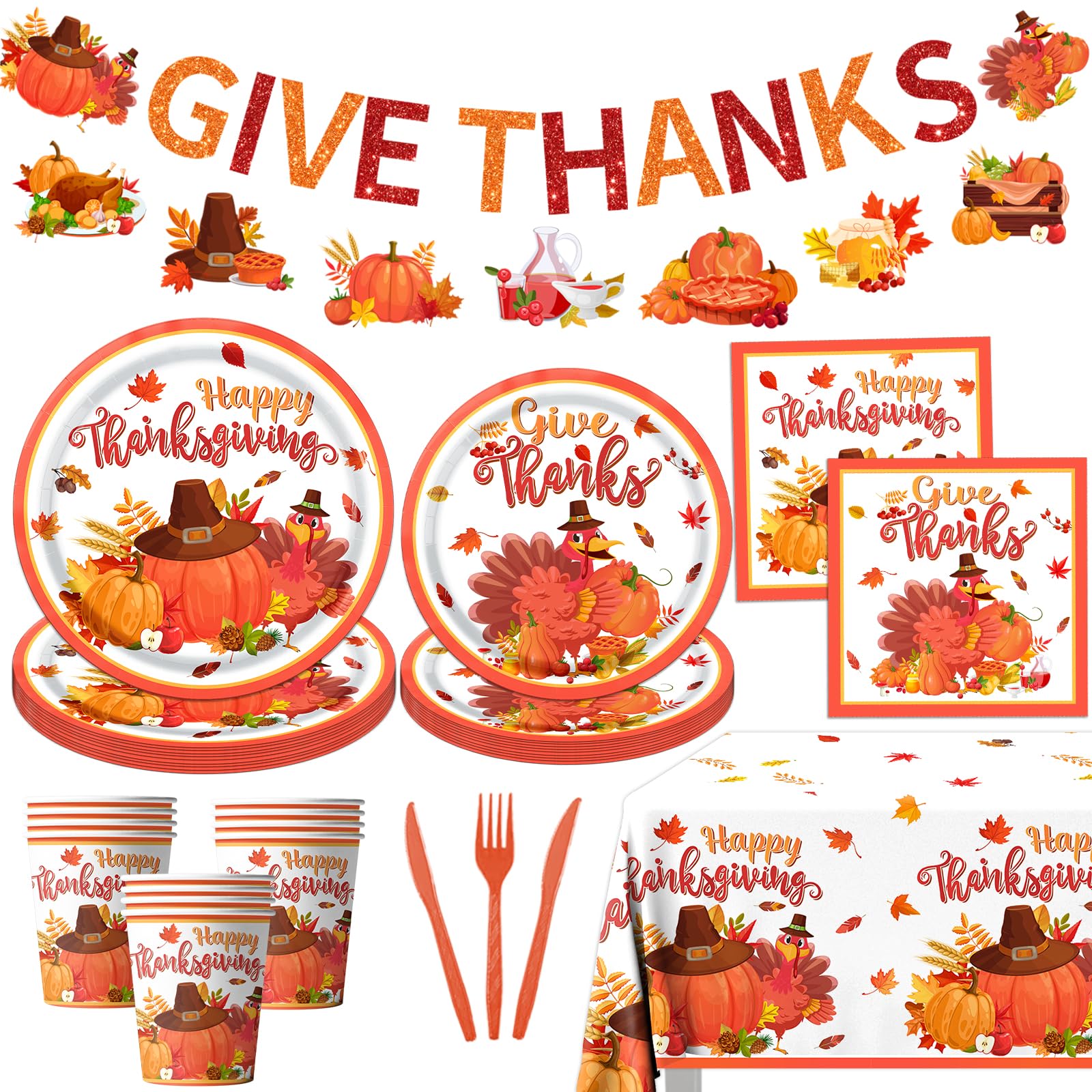 Amazon.com: Thanksgiving Party Supplies 142pcs,Happy Thanksgiving ...