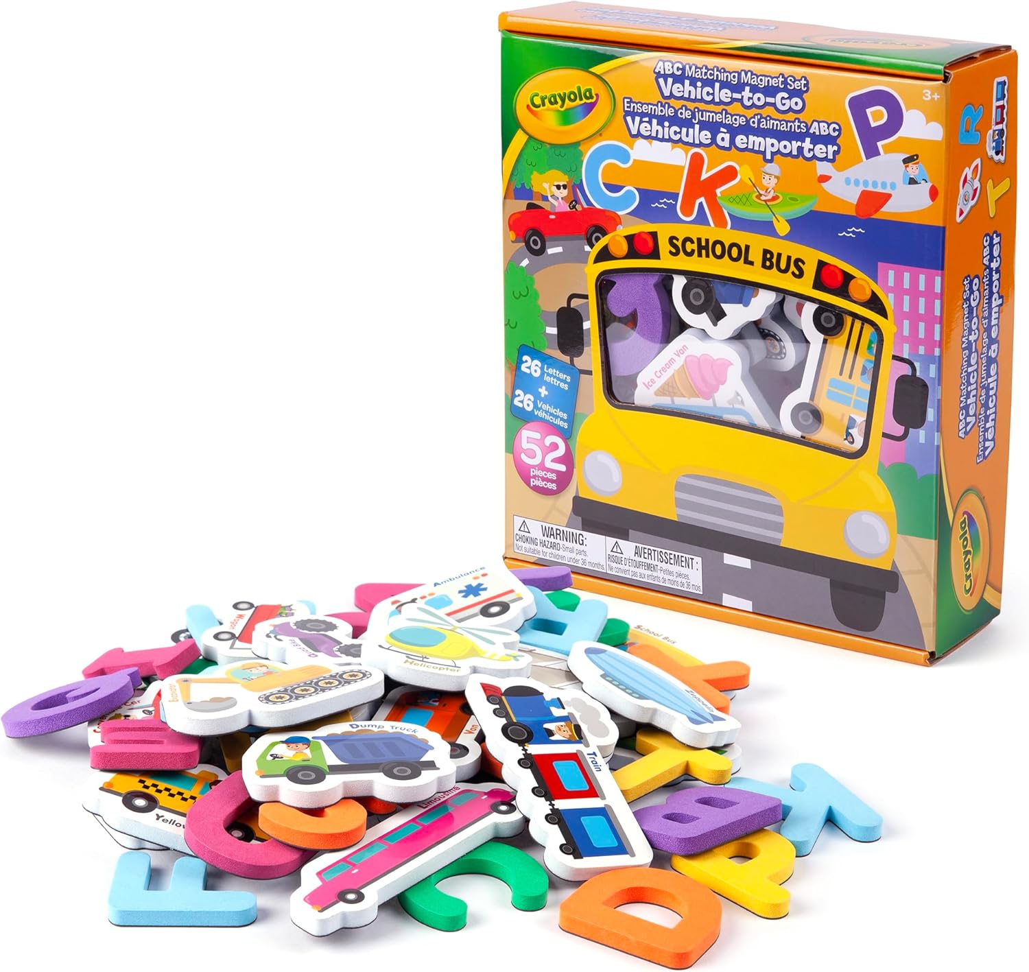 Amazon.com: Crayola: ABC Matching Magnet Set – Vehicle-to-Go - 52pc ...