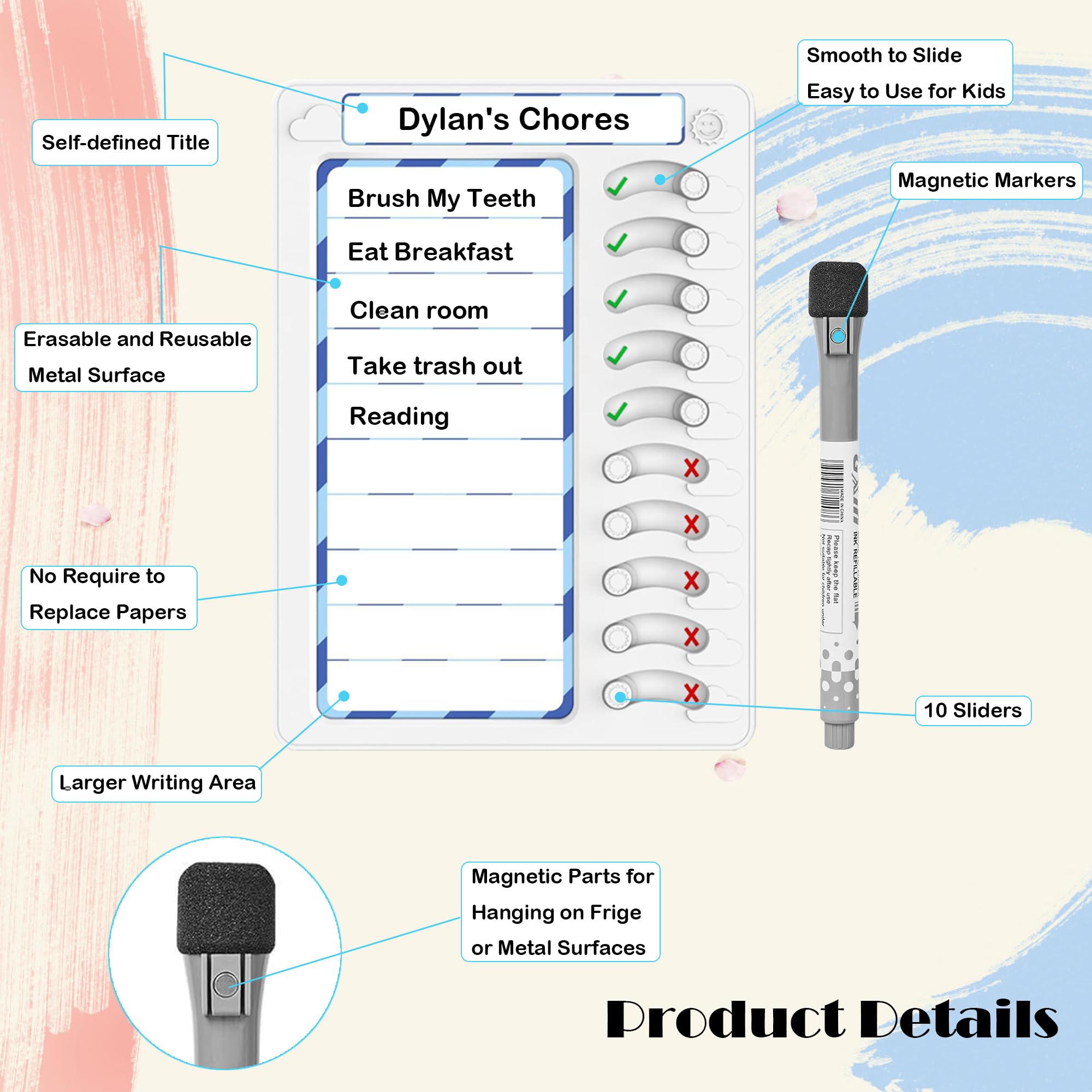 Snapklik.com : Whiteboard Chore Chart, Checklist Board, Reusable to-Do ...