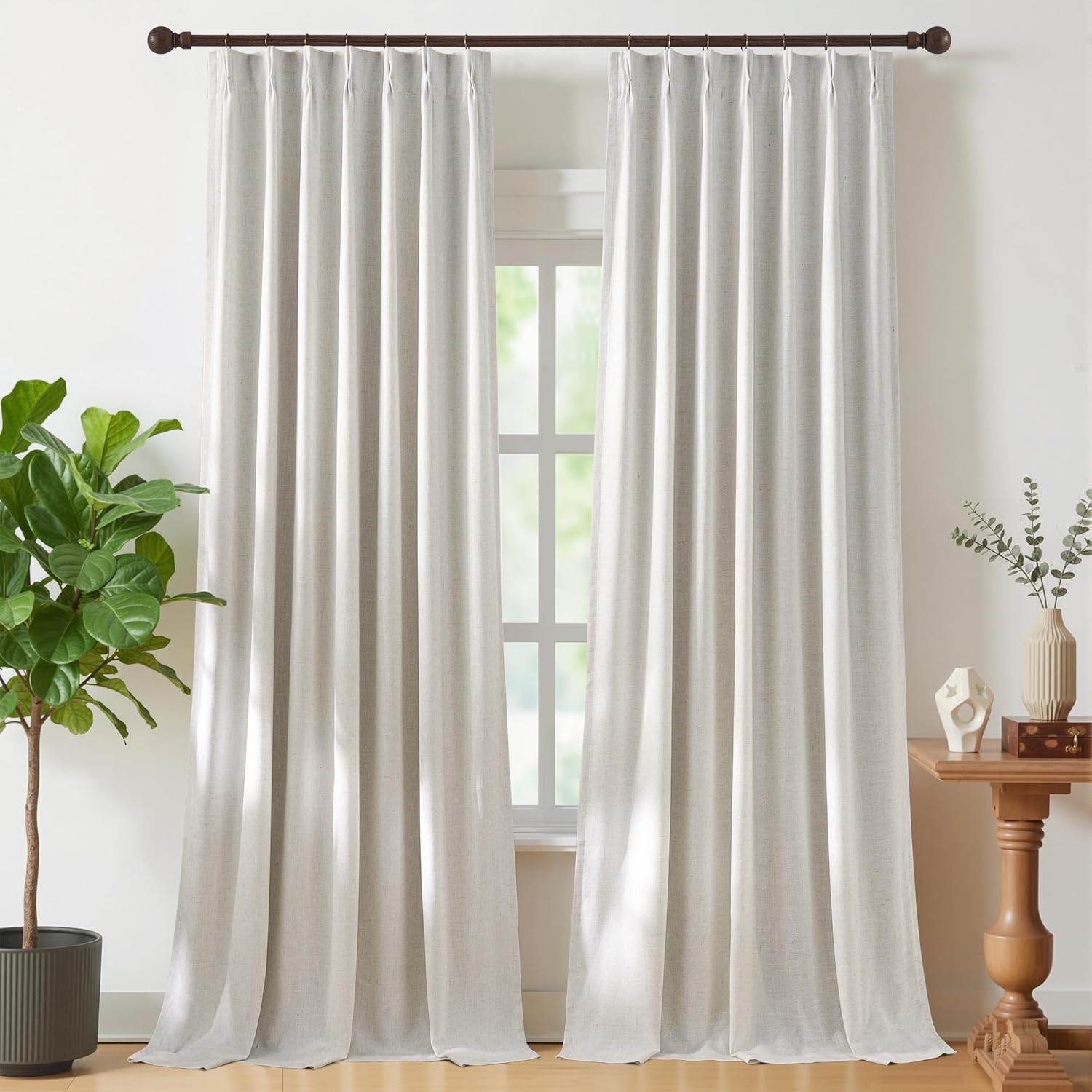 Amazon.com: NICETOWN PRO Natural Linen 100% Blackout 96 inch Curtains 2 ...