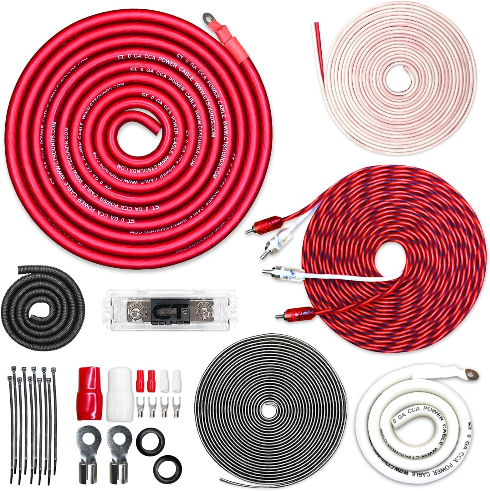 Amazon.com: 0 Gauge Amplfier Power Kit for Amp Install Wiring Complete ...