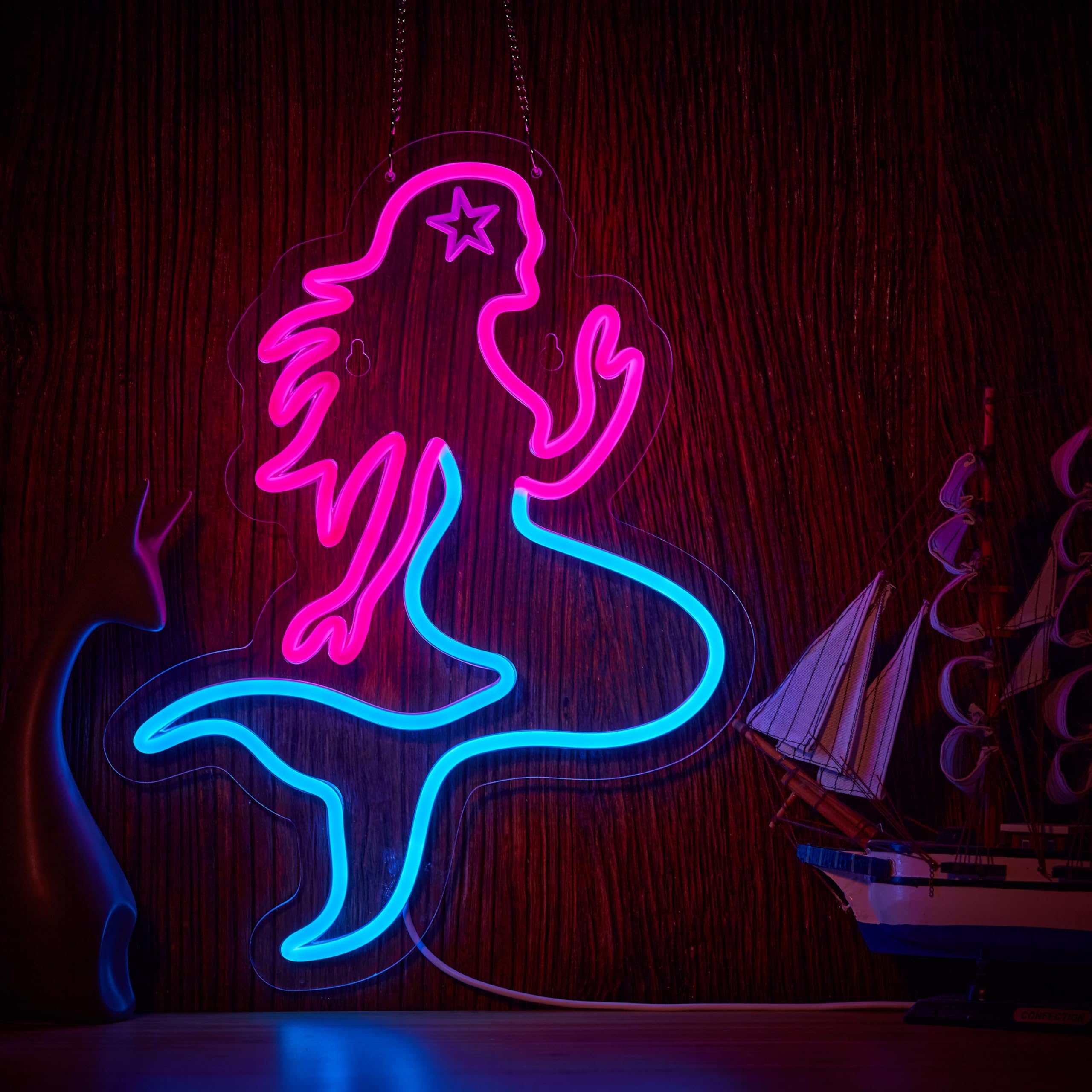 Amazon.com : Mermaid Neon Sign for Wall Décor Dimmable LED Bar Beer ...