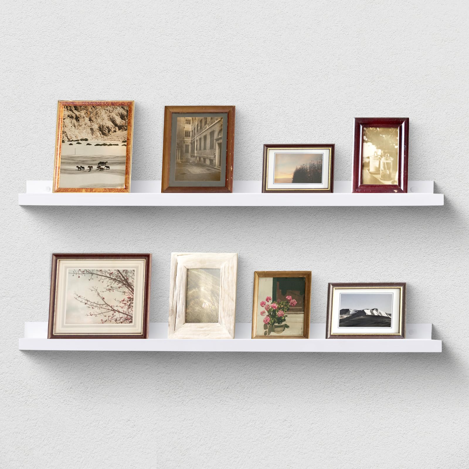 Amazon.com: CRCHOM Picture Ledge Shelf White Floating Shelves 47.2" Set ...