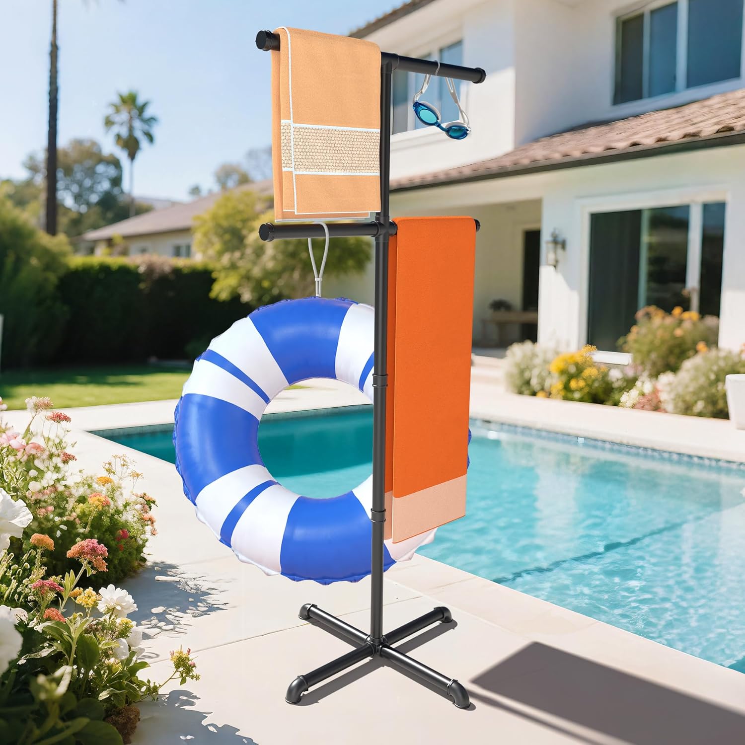 Amazon.com: Hjarta Pool Towel Rack Outdoor, Pool Towel Holder with 4 ...